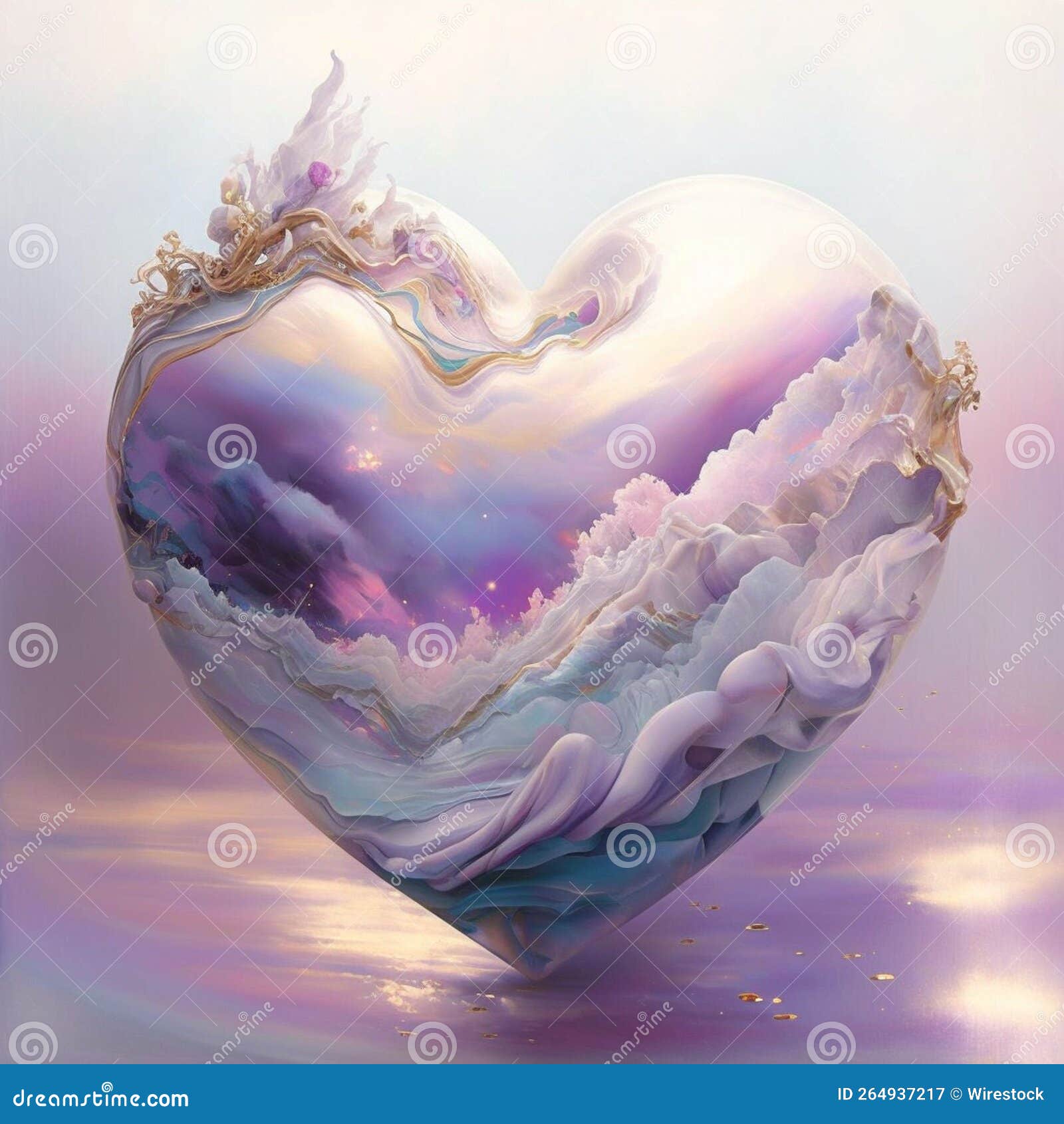 Beautiful Illustration of a Cloudy Heart with a Soft Pastel Background Stock Illustration ...