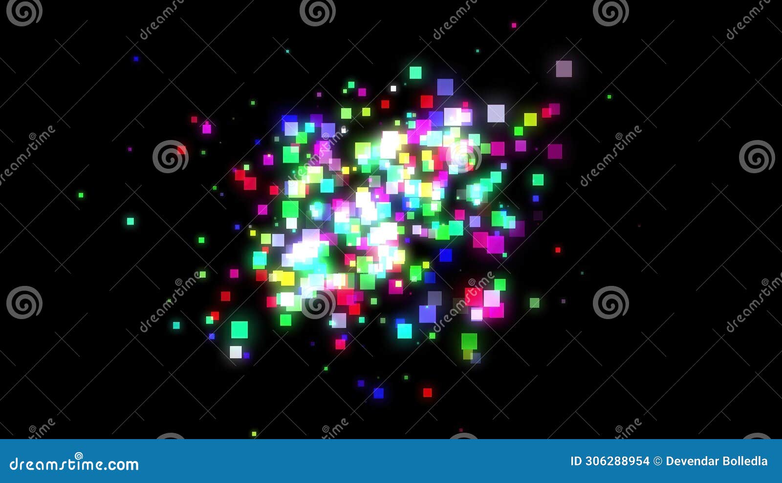 Beautiful Illustration of Colorful Pixel Particles on Plain Black ...