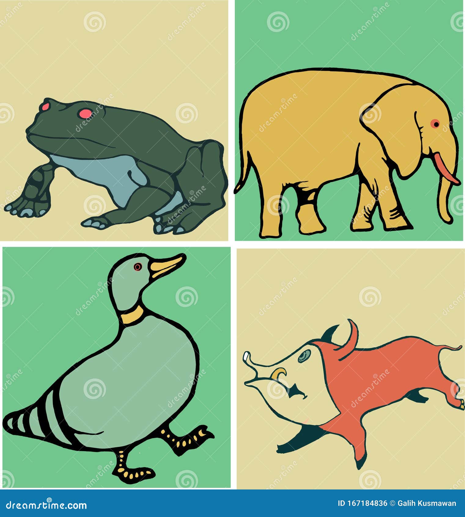Beautiful Illustration of Cute Animals Set Group in Different ...