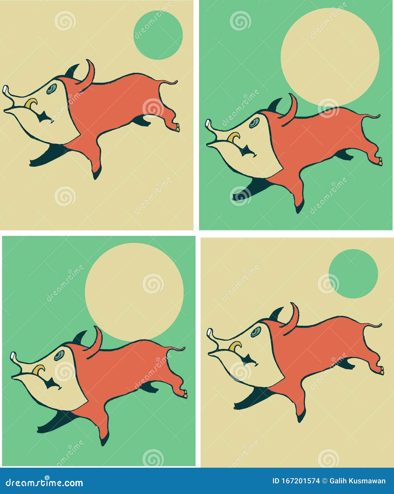 Beautiful Illustration Of Cute Wild Pigs Group In Different Background ...