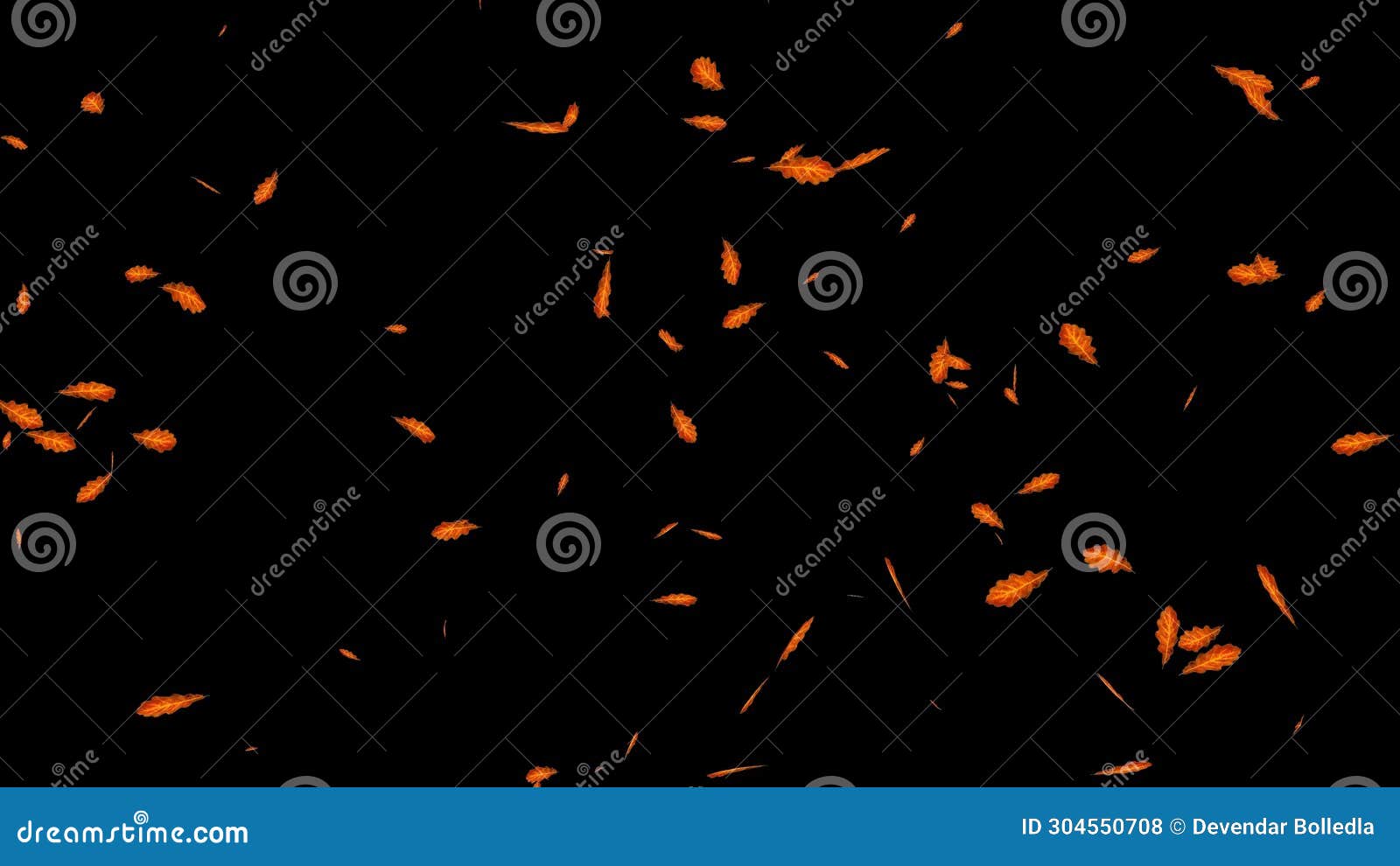 Beautiful Illustration of Falling Maple Leaves on Plain Black ...