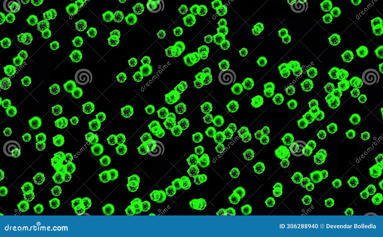 Beautiful Illustration of Green Virus Particles on Plain Black ...
