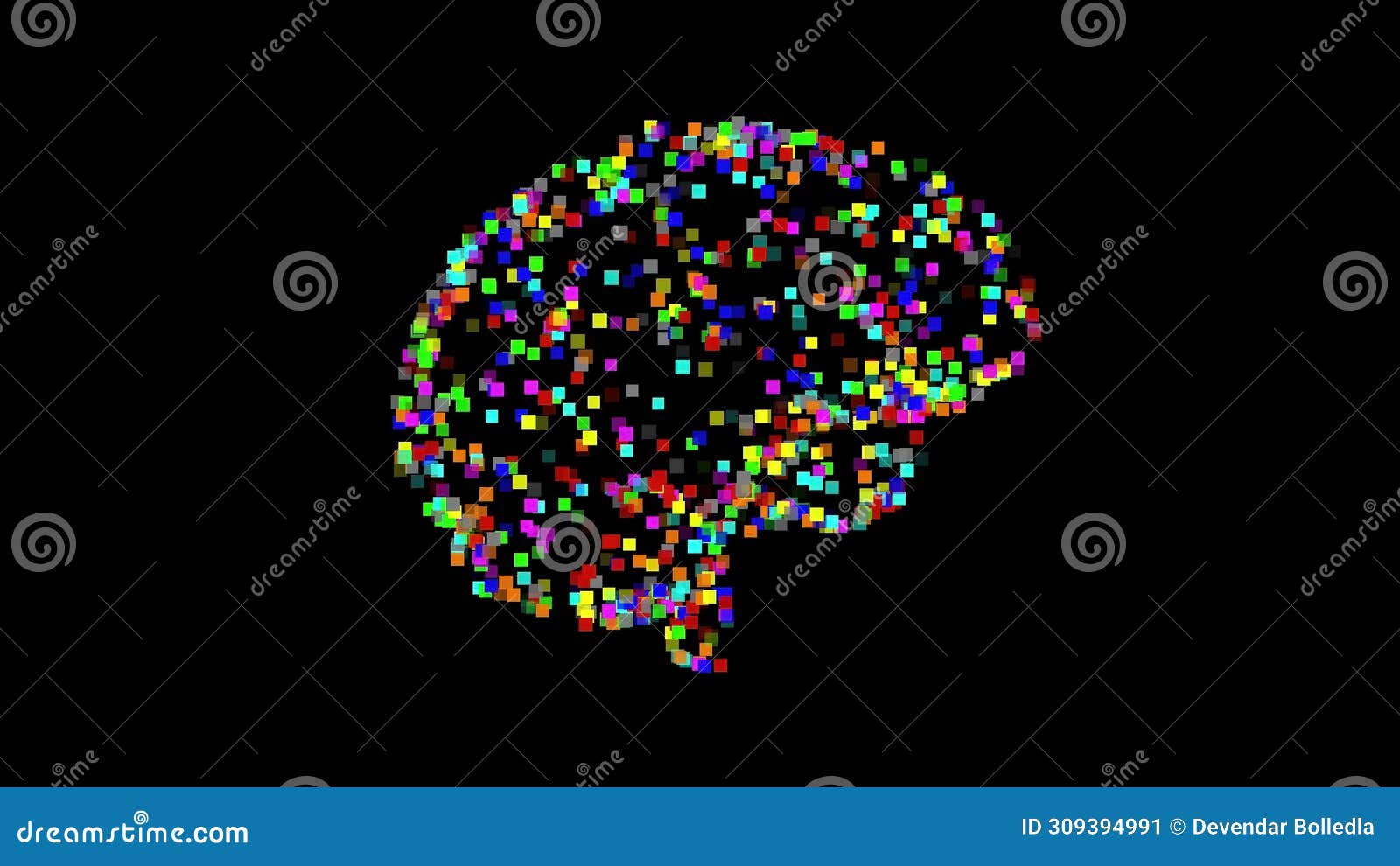 Beautiful Illustration of Human Brain Shape with Colorful Pixel ...