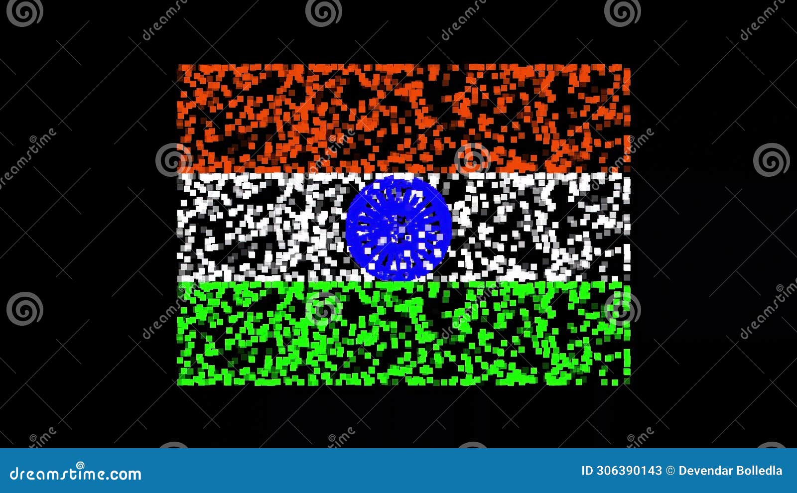 Beautiful Illustration of Indian Flag with Pixel Particles on Plain ...