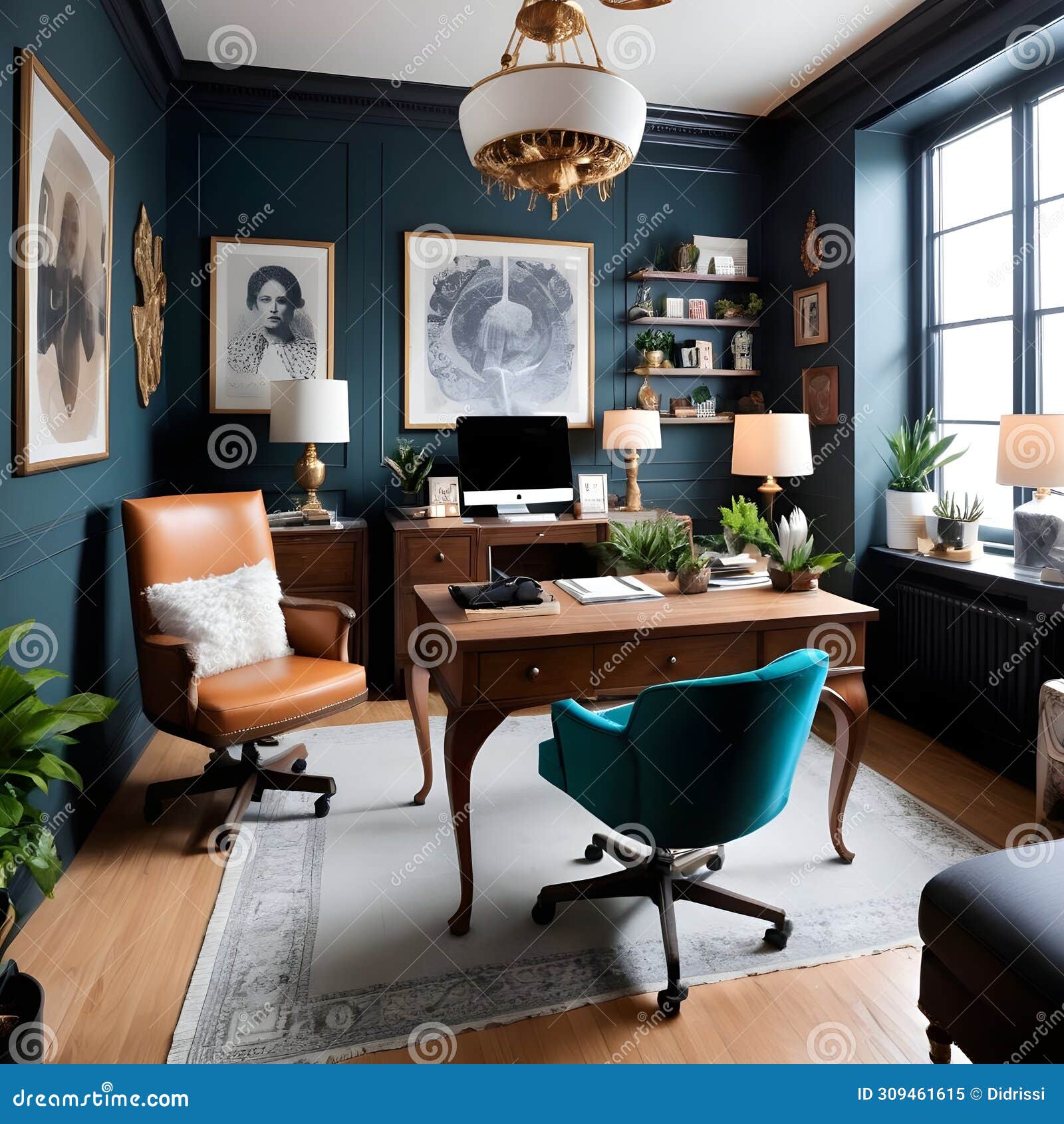 An Inspiring Office Interior Design with Eclectic Style Collab. Stock ...
