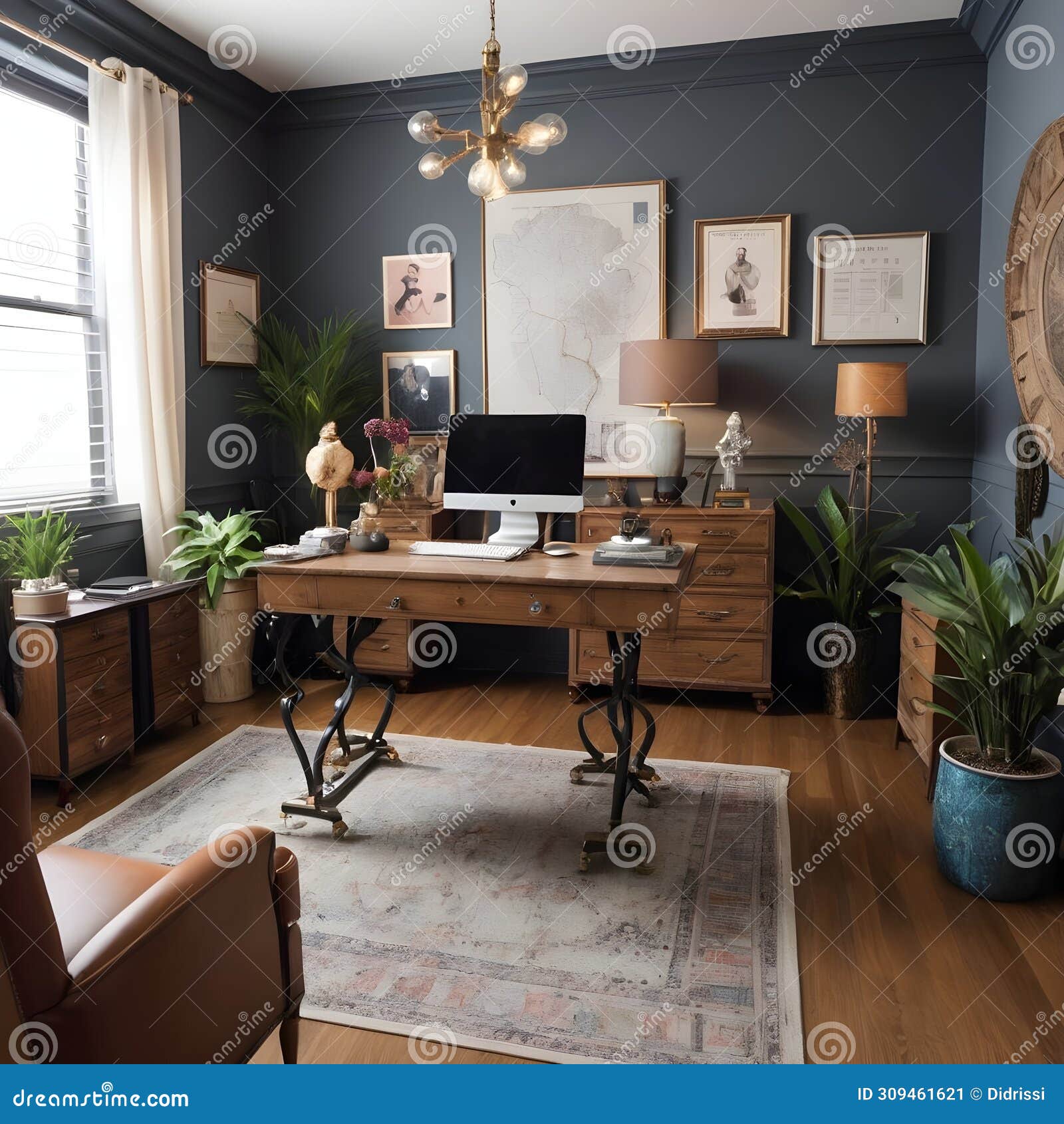 An Inspiring Office Interior Design with Eclectic Style Collab. Stock ...