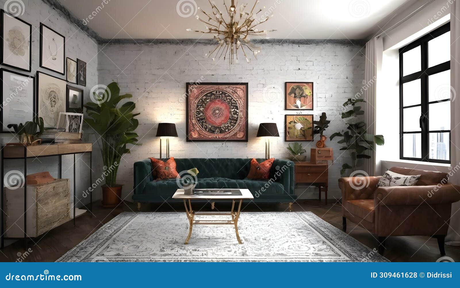 An Inspiring Office Interior Design with Eclectic Style Collab. Stock ...