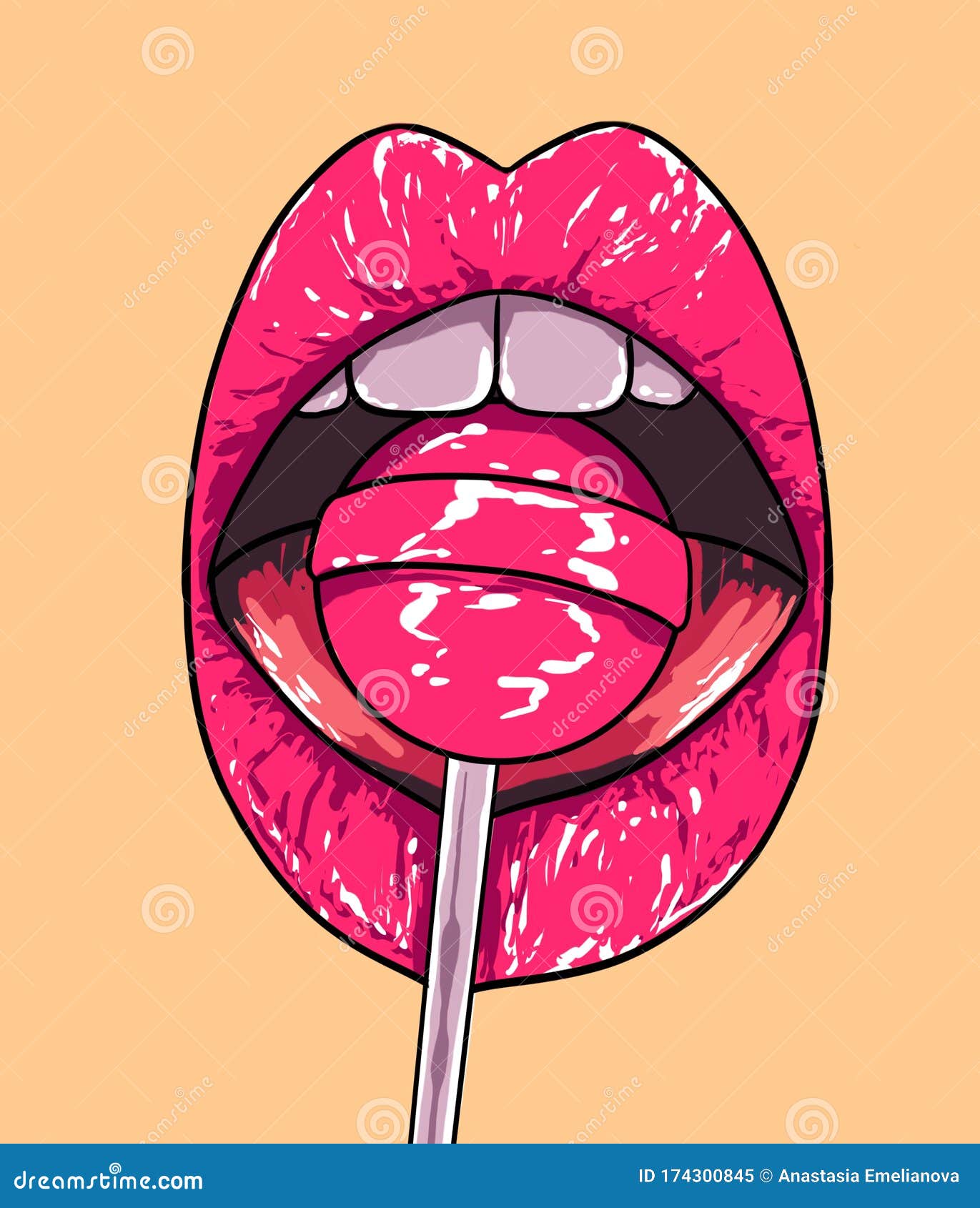 Lips and Candy Digital Illustration Stock Illustration - Illustration ...
