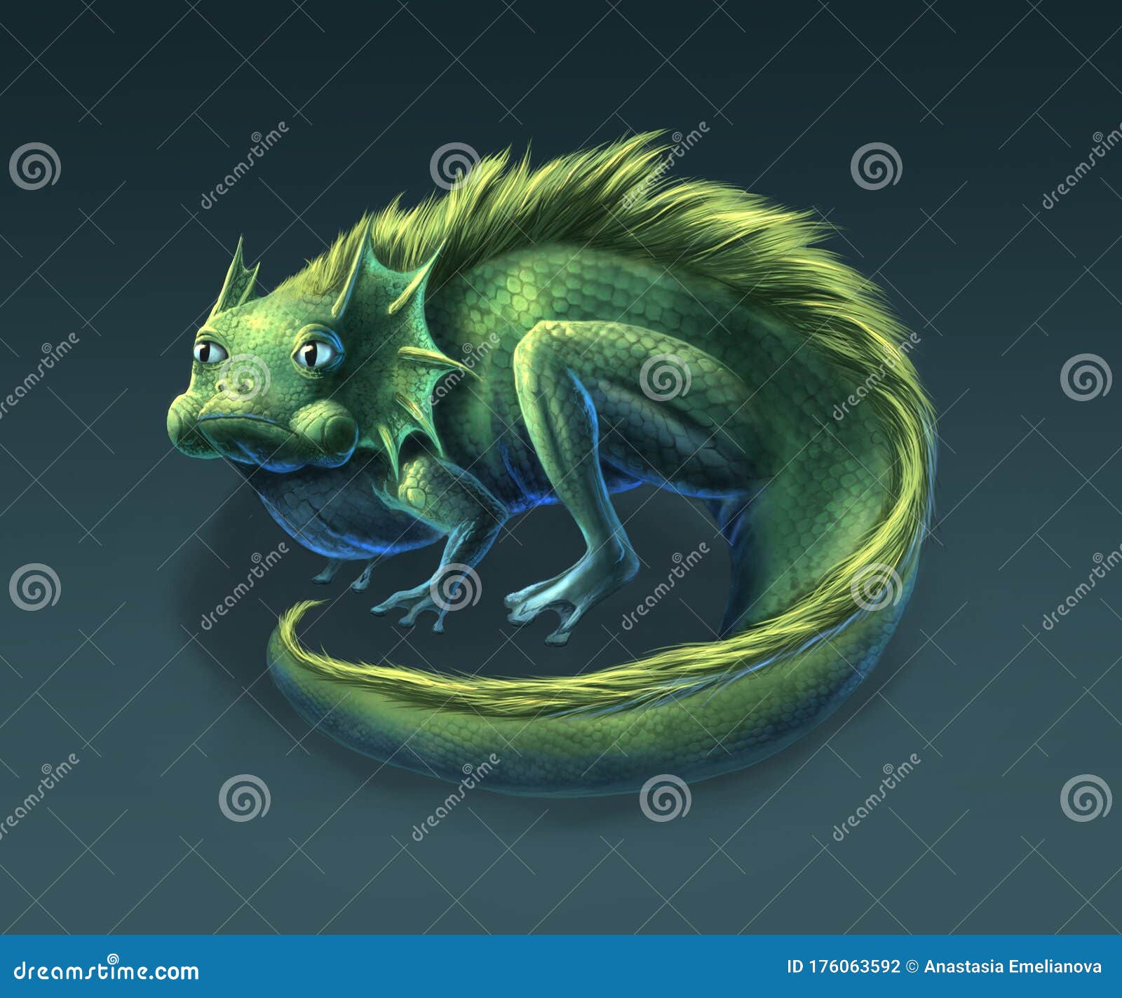 Fantasy Lizard Digital Illustration Stock Illustration - Illustration ...