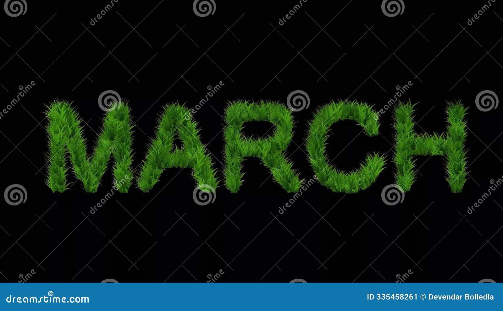 Beautiful Illustration of March Text with Green Grass Effect on Plain ...