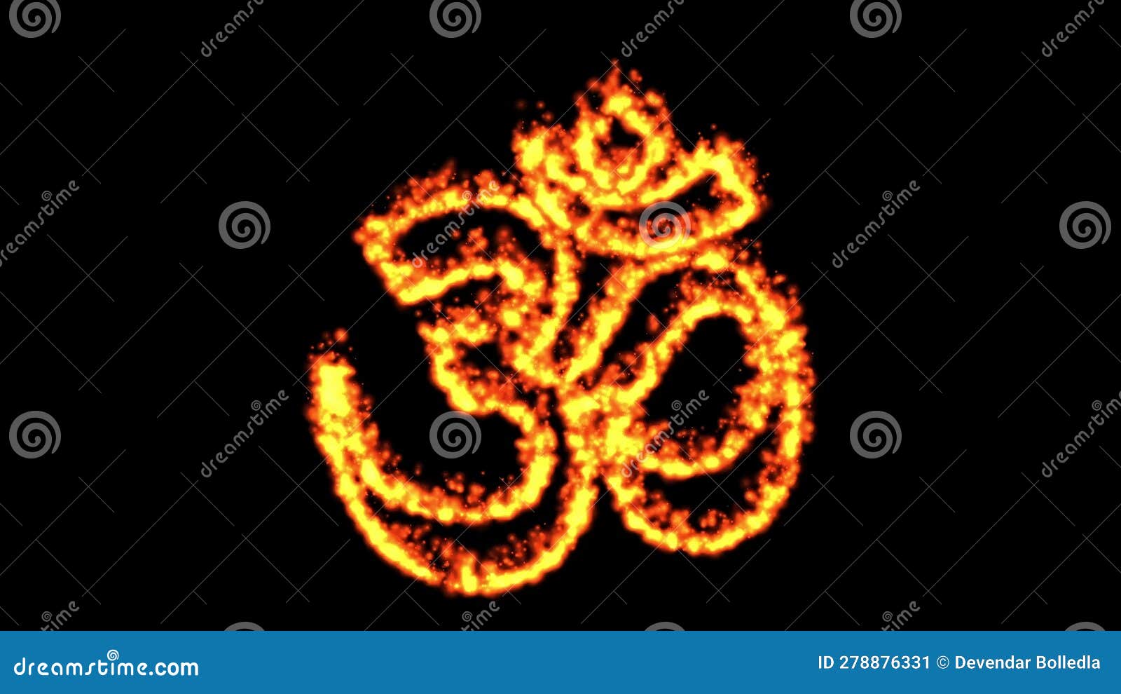 Beautiful Illustration of Om Symbol with Fire Effect on Plain Black ...