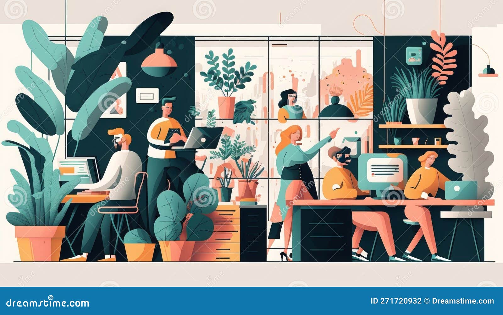 Collaborative Teamwork in Pastel Colors Stock Illustration - Illustration of collaborative, goal ...