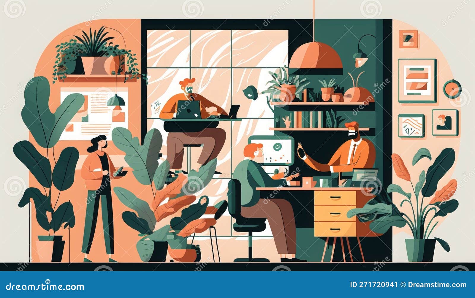 Collaborative Teamwork in Pastel Colors Stock Illustration - Illustration of poster, audience ...