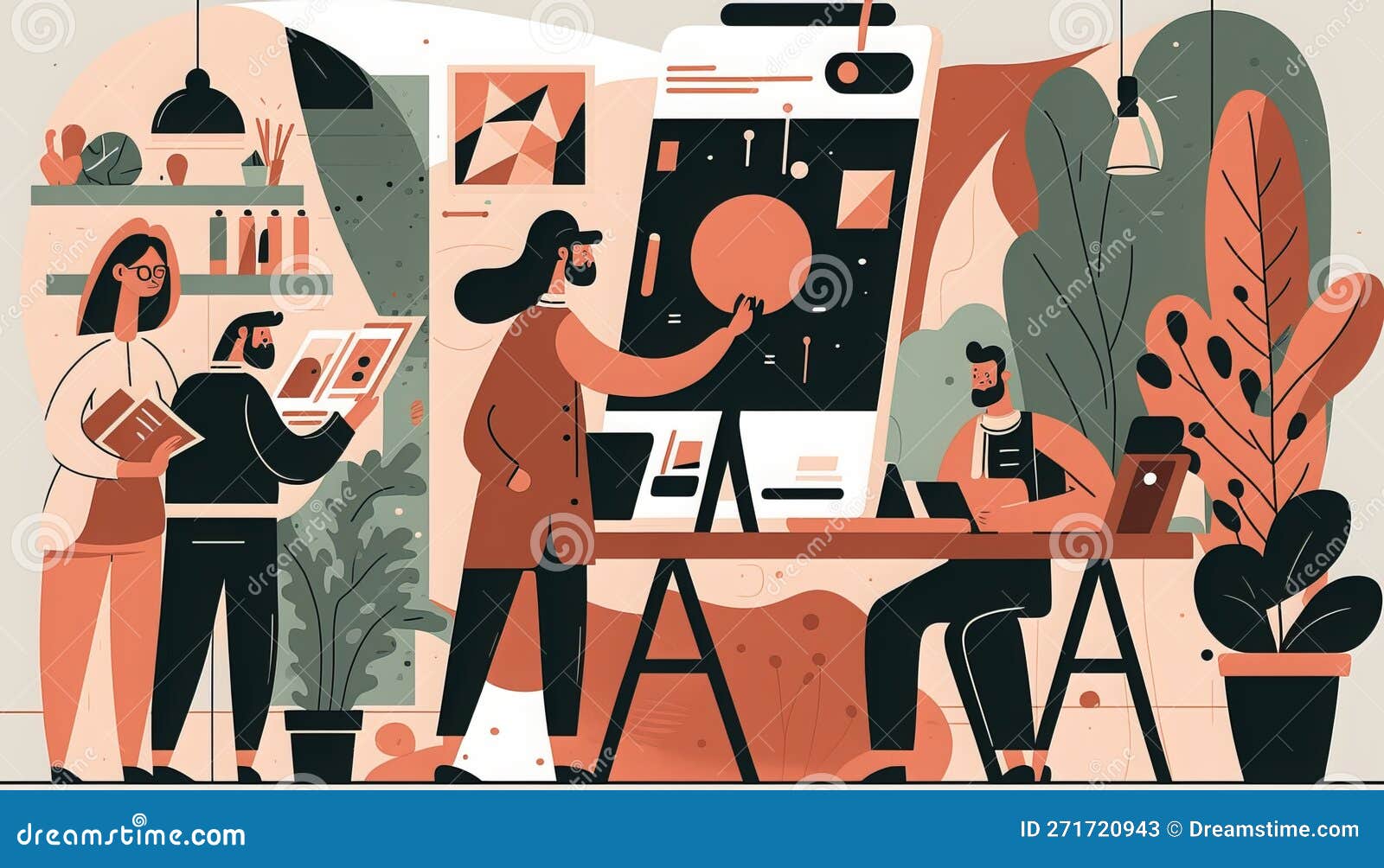 Collaborative Teamwork in Pastel Colors Stock Illustration - Illustration of inclusive, unique ...