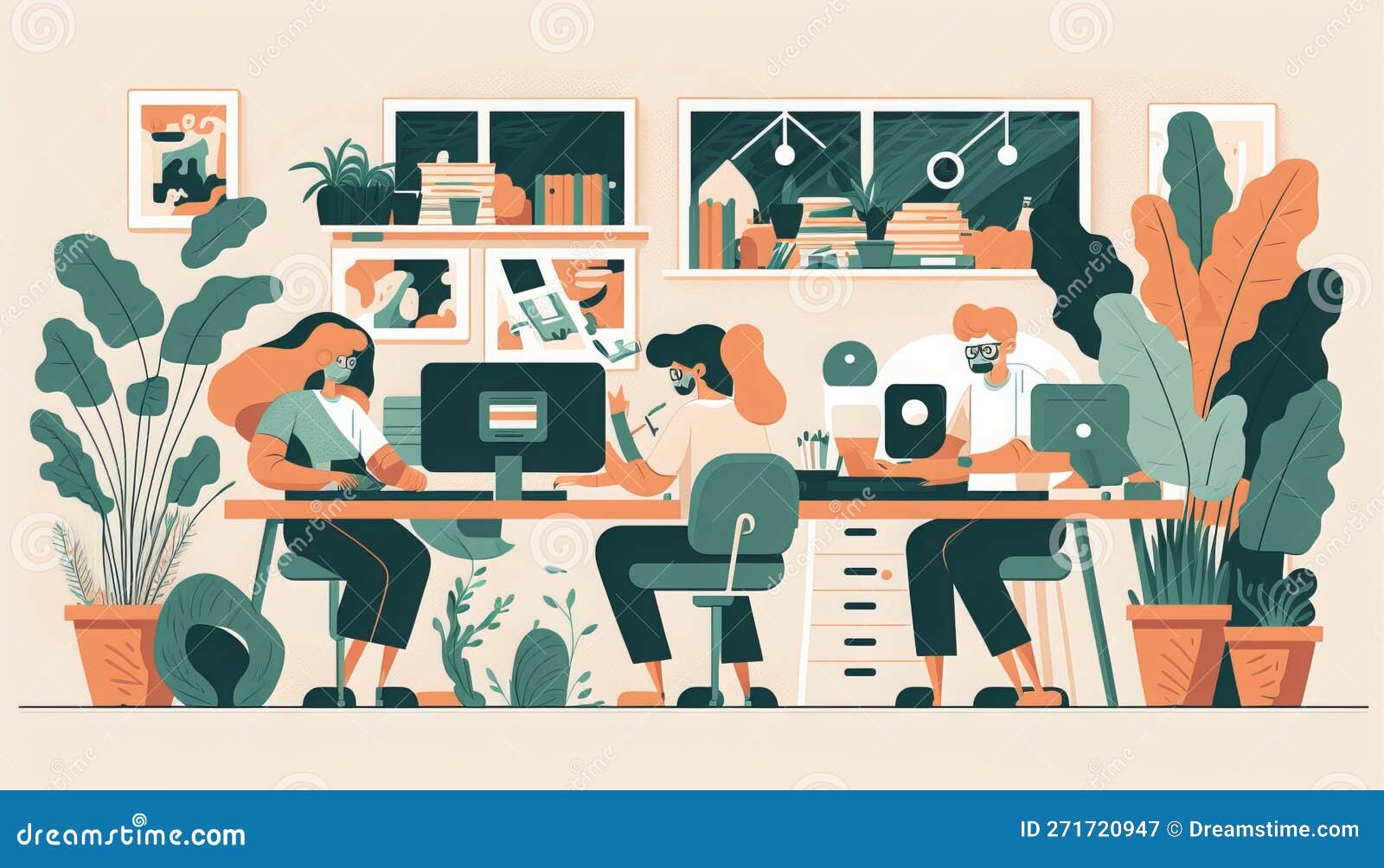 Collaborative Teamwork in Pastel Colors Stock Illustration ...