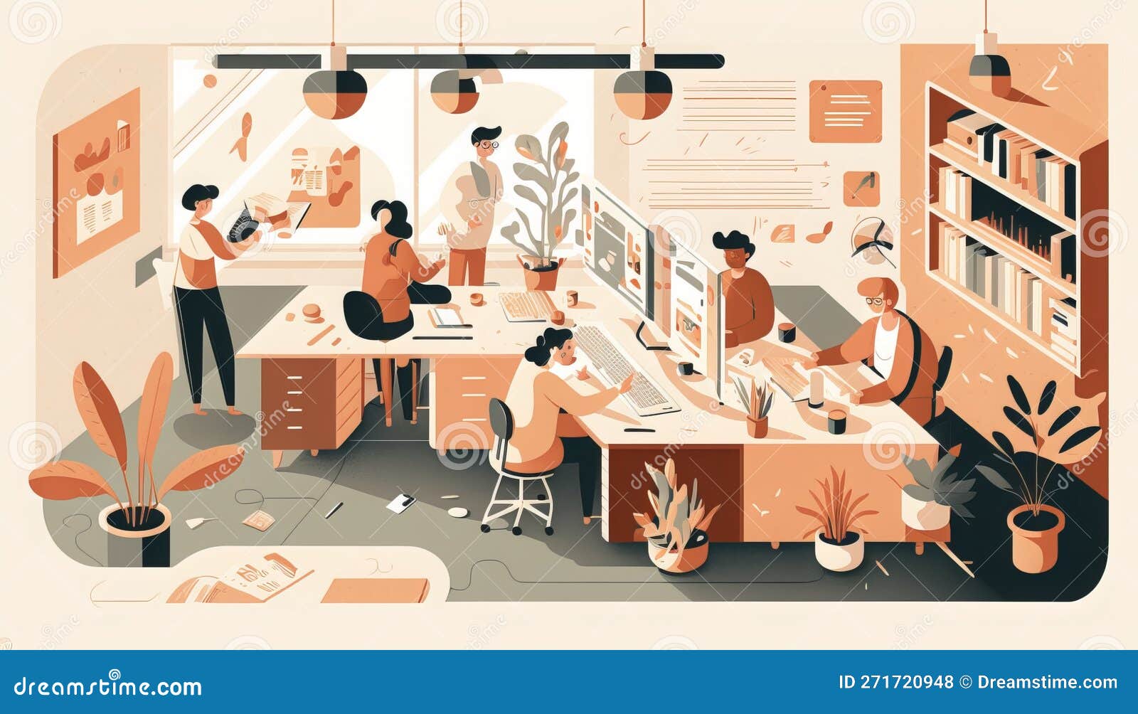 Collaborative Teamwork in Pastel Colors Stock Illustration - Illustration of perspectives ...