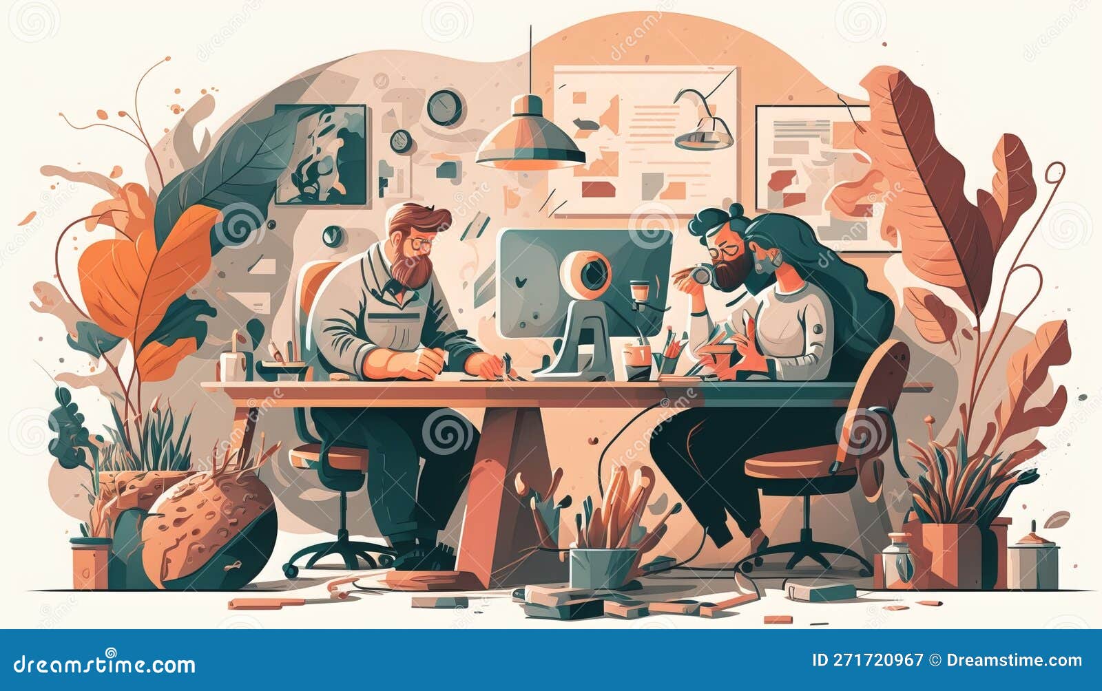 Collaborative Teamwork in Pastel Colors Stock Illustration - Illustration of pastel, colors ...