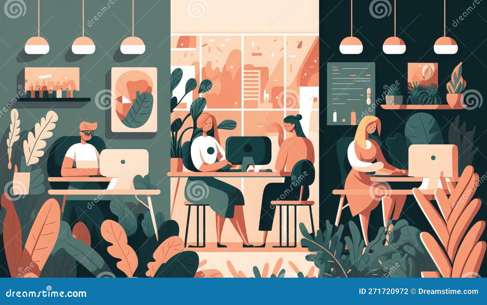 Collaborative Teamwork in Pastel Colors Stock Illustration ...