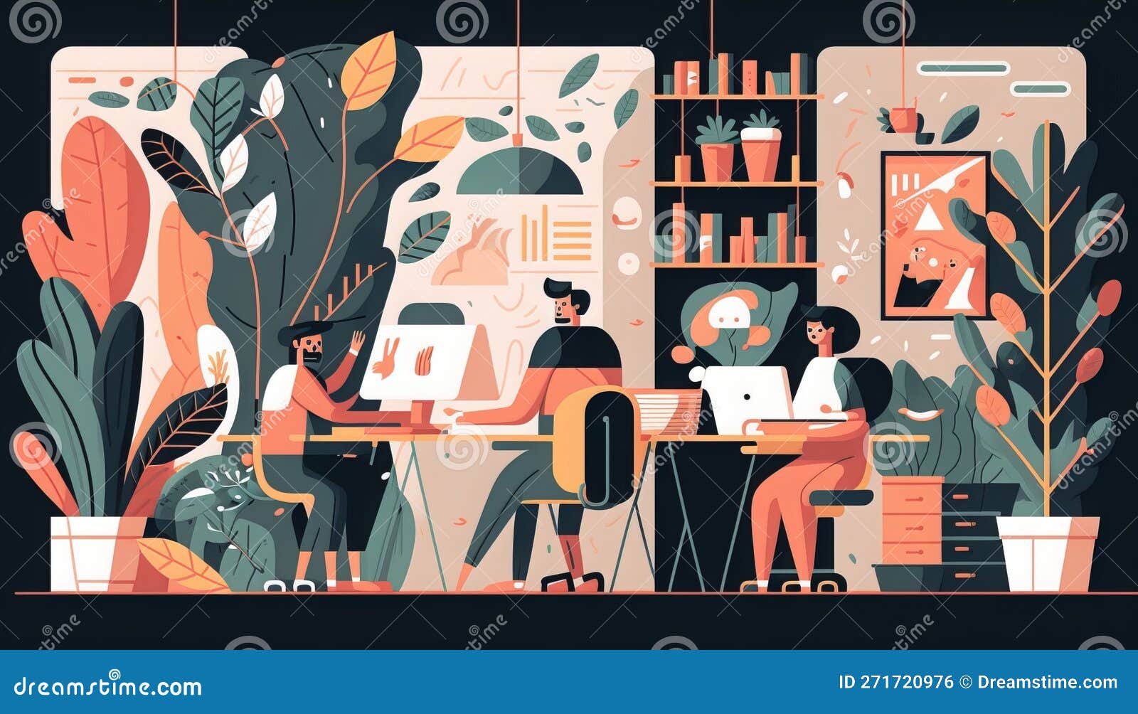 Collaborative Teamwork in Pastel Colors Stock Illustration - Illustration of diverse, corporate ...