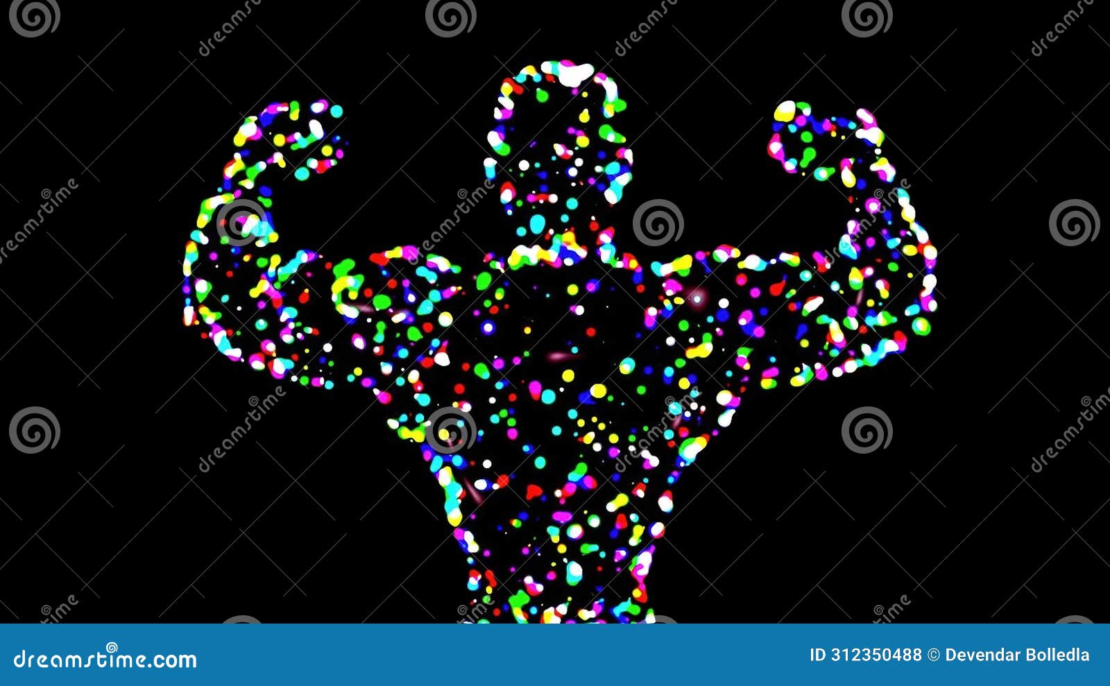 Beautiful Illustration of Strong Human with Colorful Particles on Plain ...