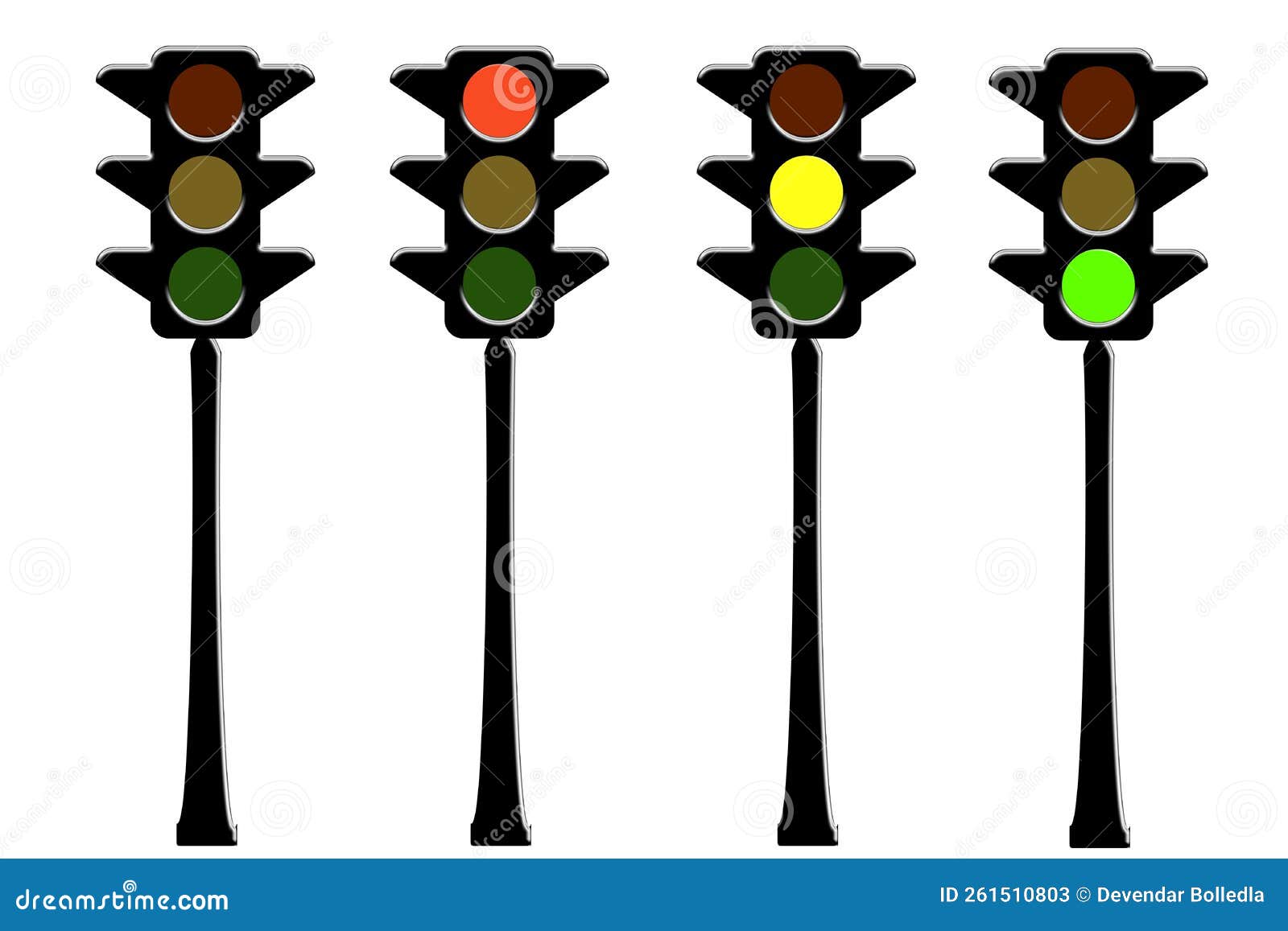 Beautiful Illustration of Traffic Lights Isolated on Plain White ...