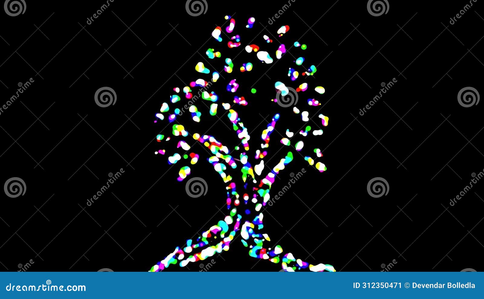 Beautiful Illustration of Tree Shape with Colorful Particles on Plain ...