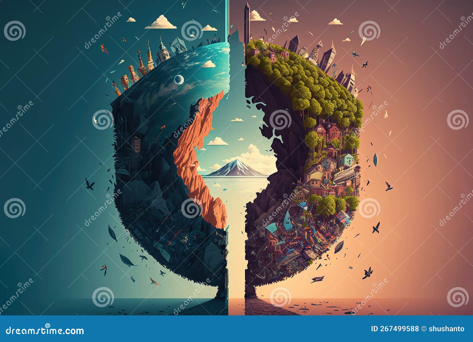 World that Separating Apart Stock Illustration - Illustration of flag ...