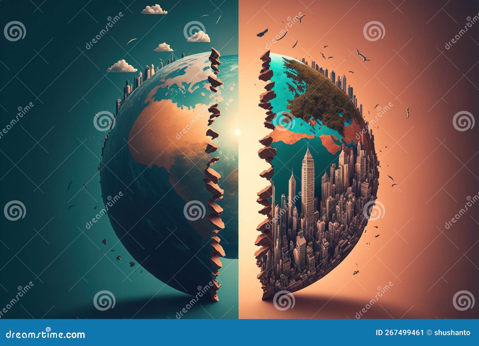 World that Separating Apart Stock Illustration - Illustration of ...