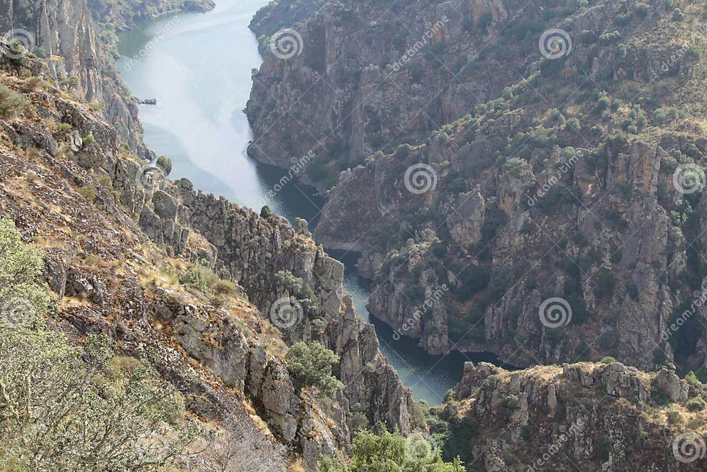 Beautiful Image with a Large River and Some Huge Ravines Stock Photo ...