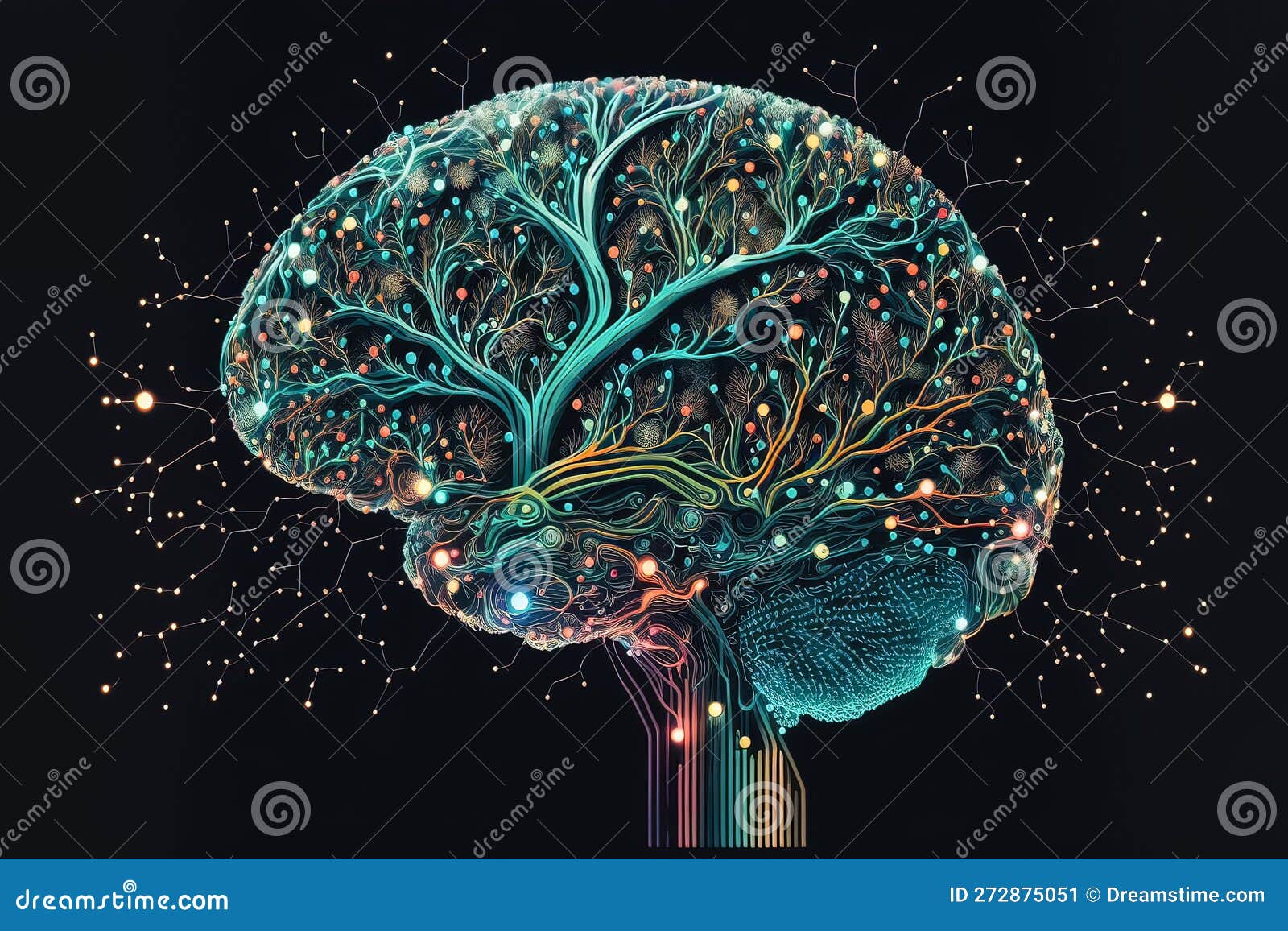 Beautiful Image of the Neural Network Shaped Like a Brain. Ai Brain ...
