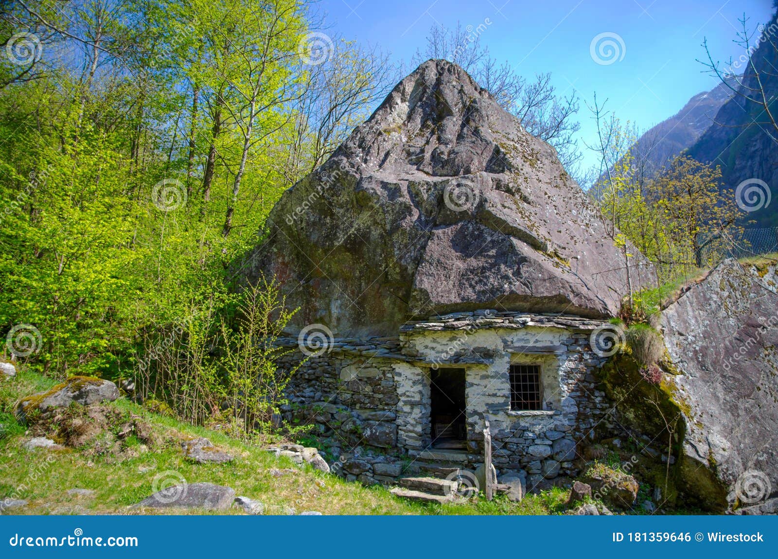 Beautiful Image of an Old Cheese Cellar Under a Big Rock on a Sunny Day ...