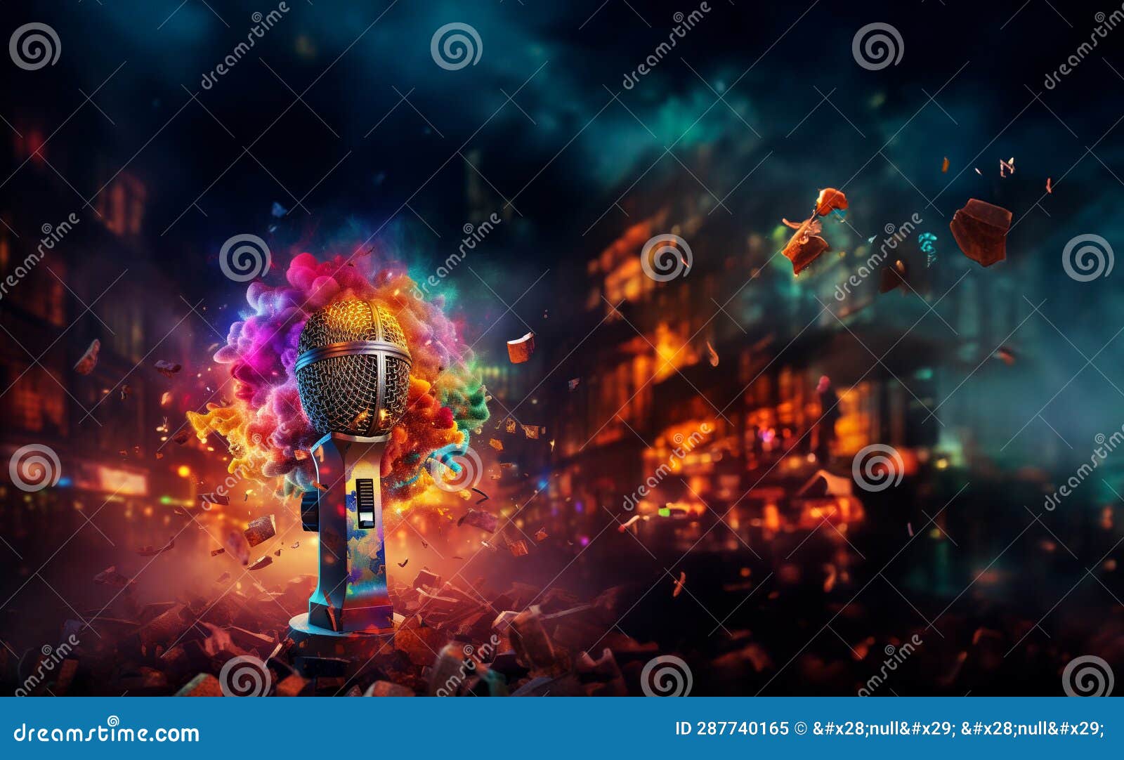 Beautiful Imaginative Creative Microphone Sound Explosion with Multiple ...