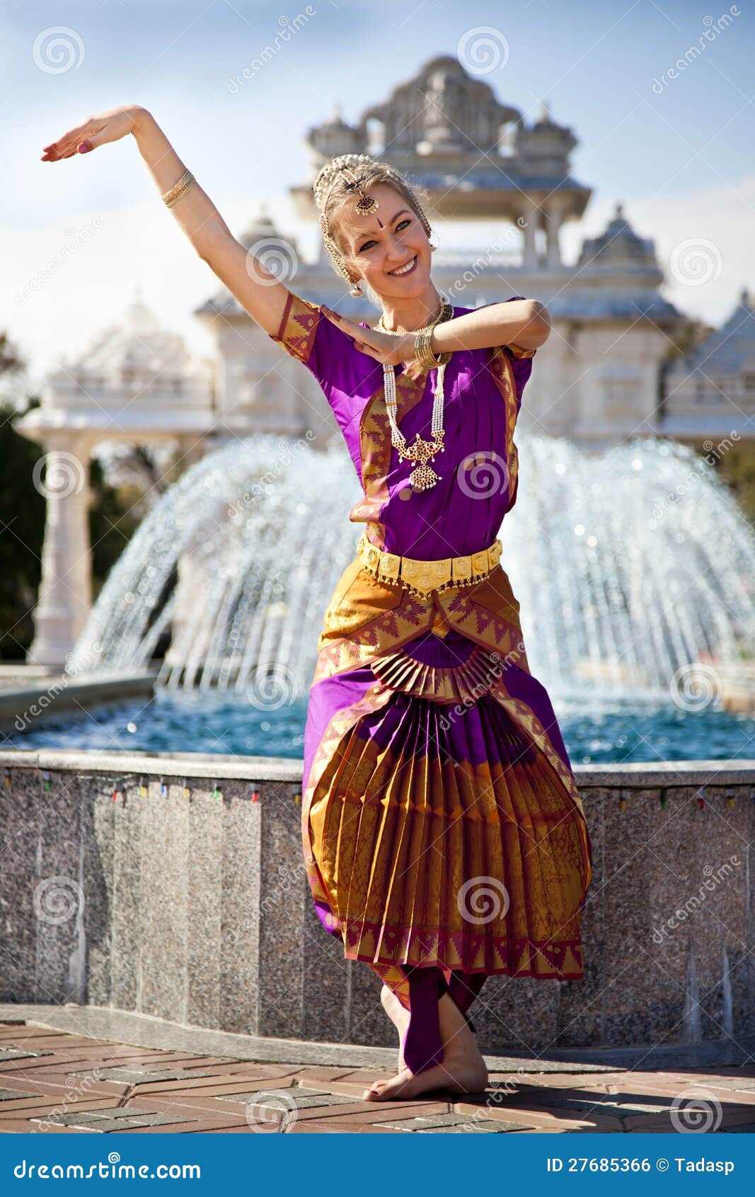 Beautiful Indian Dancer by the Temple Stock Photo - Image of costume ...