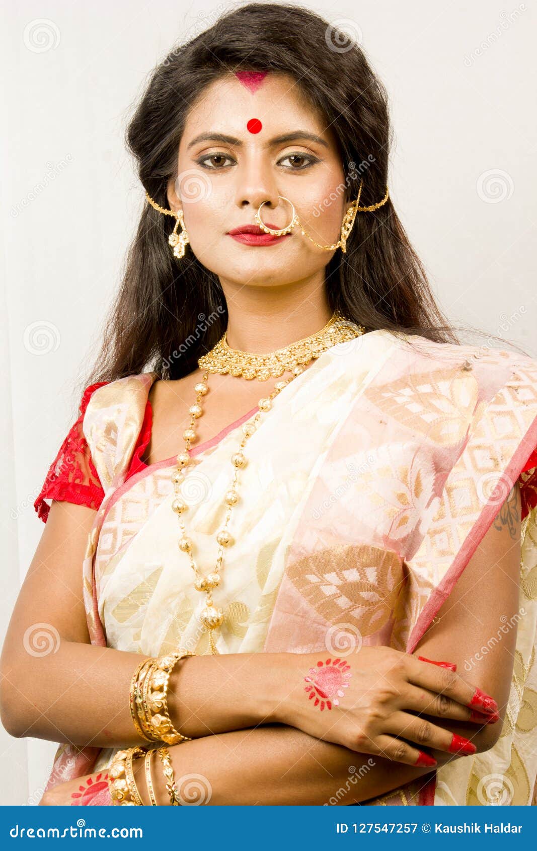 Beautiful Indian Female Model in Indian Saree Stock Image - Image of ...
