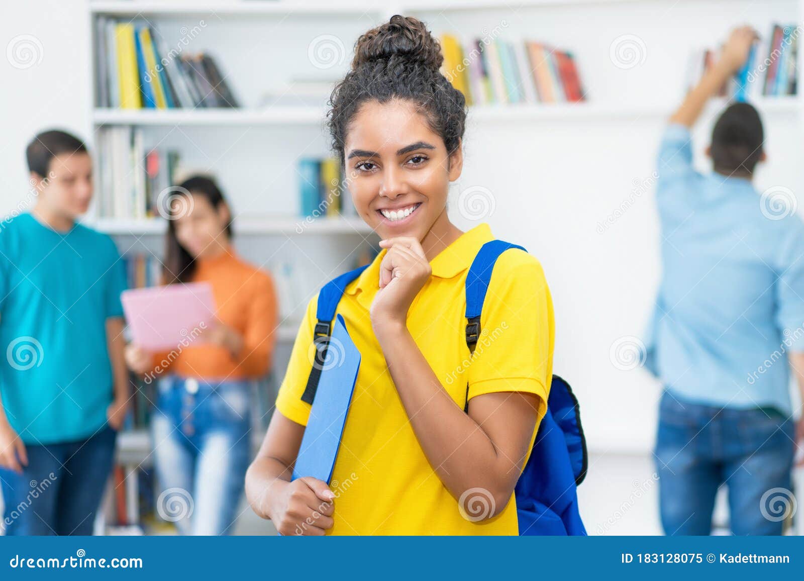 Beautiful Indian Female Student with Group of Multi Ethnic Students ...