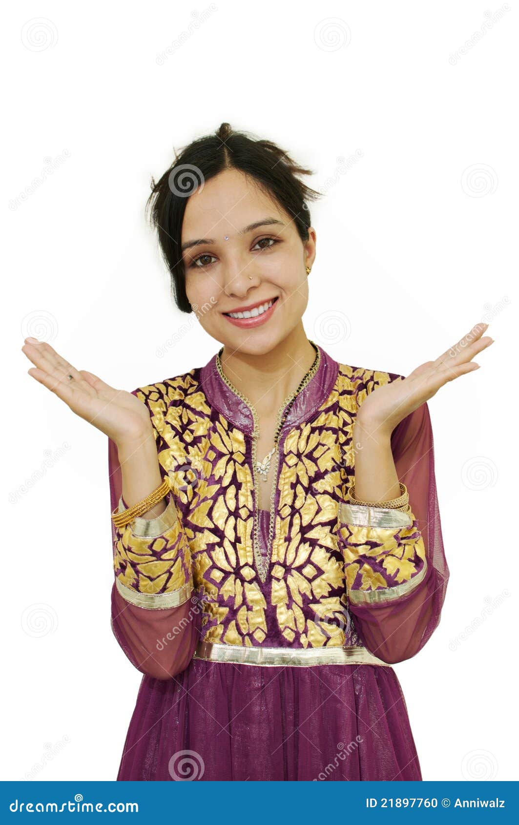 Beautiful Indian Lady Smiling. Stock Photo - Image of beautiful, purple ...