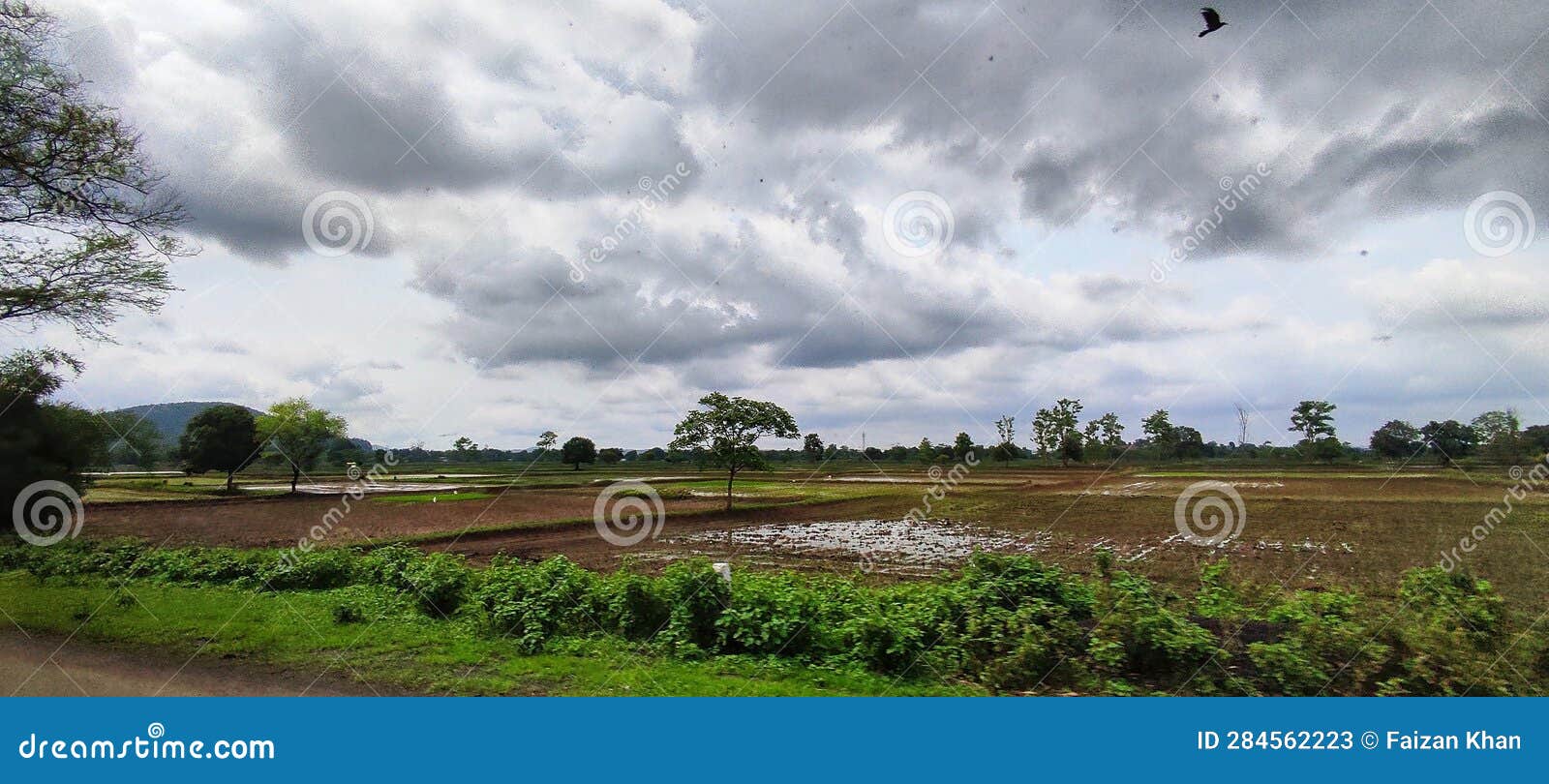 Beautiful Indian Monsoon Countryside Landscape with Clouds and Paddy ...