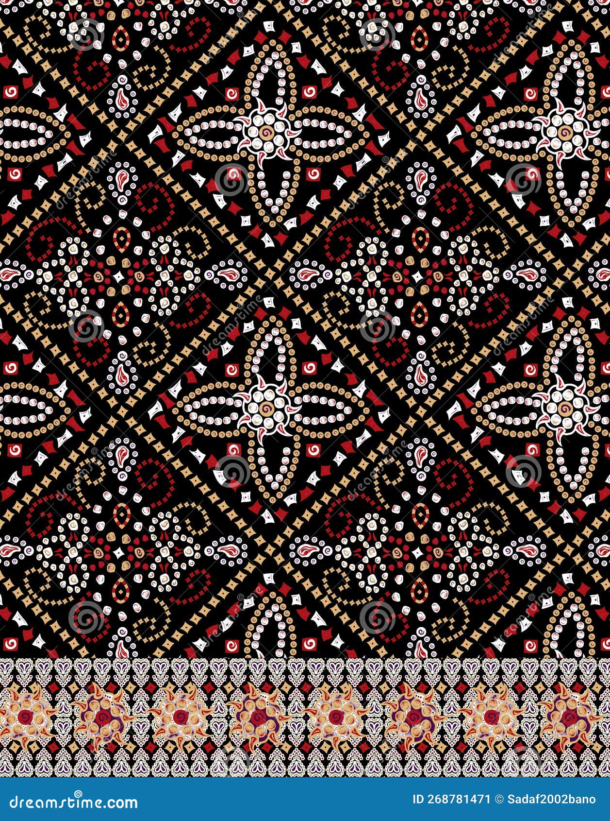 Beautiful Indian Textile Fabric Print Chunri Border Image Stock ...