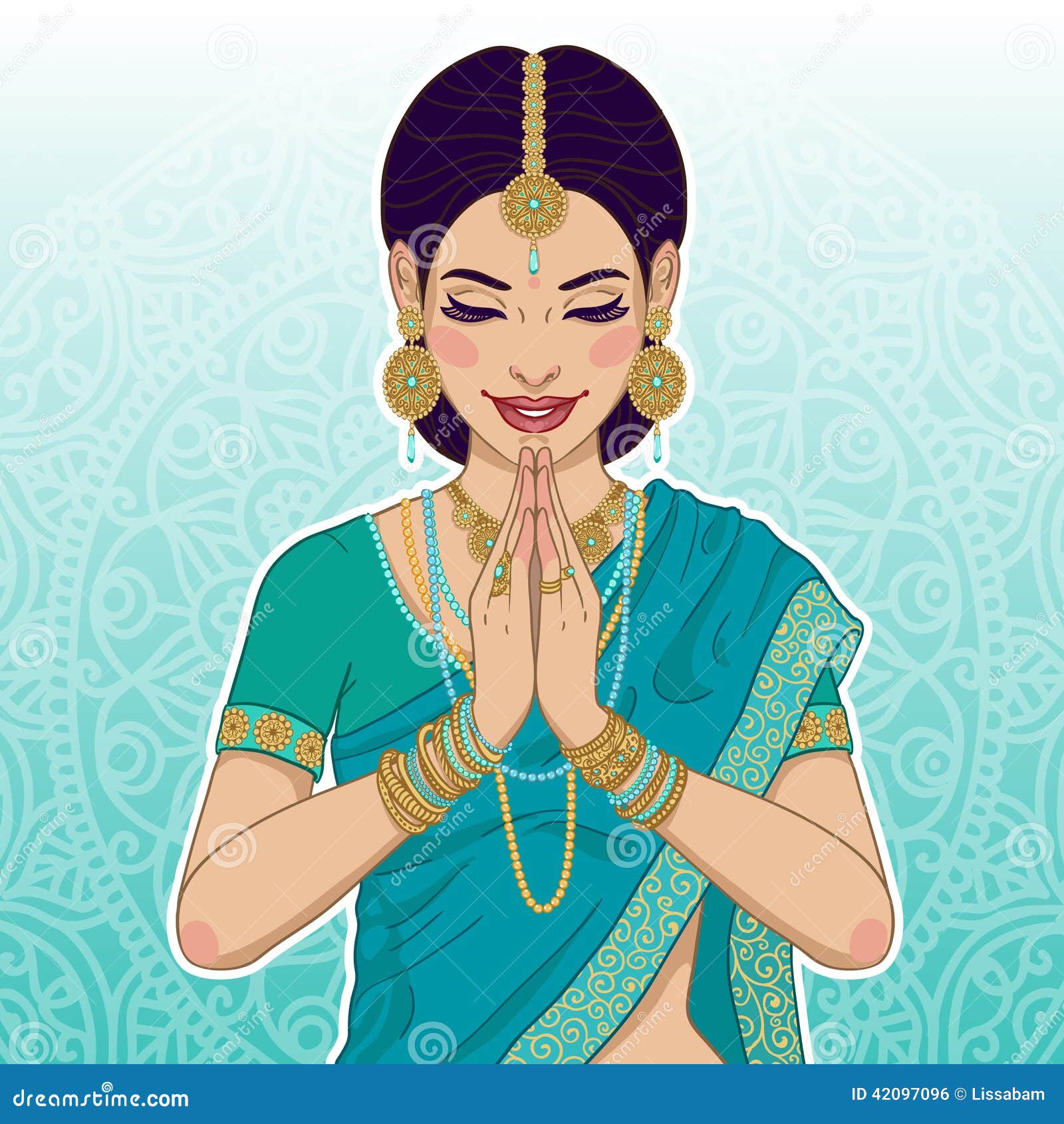 Beautiful Indian Woman Saying Namaste Stock Vector - Image: 42097096 Beautiful Indian Woman Saying Namaste Stock Vector - Image: 42097096
