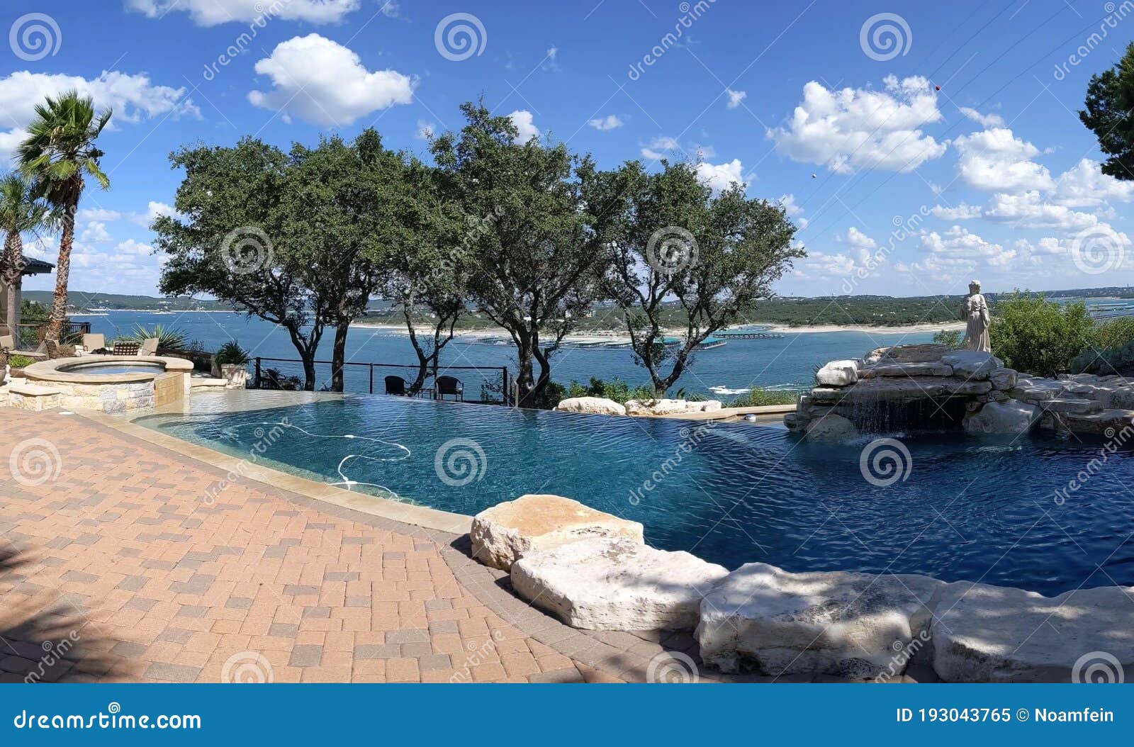 Beautiful Infinite Pool with Lake View Stock Image - Image of view ...