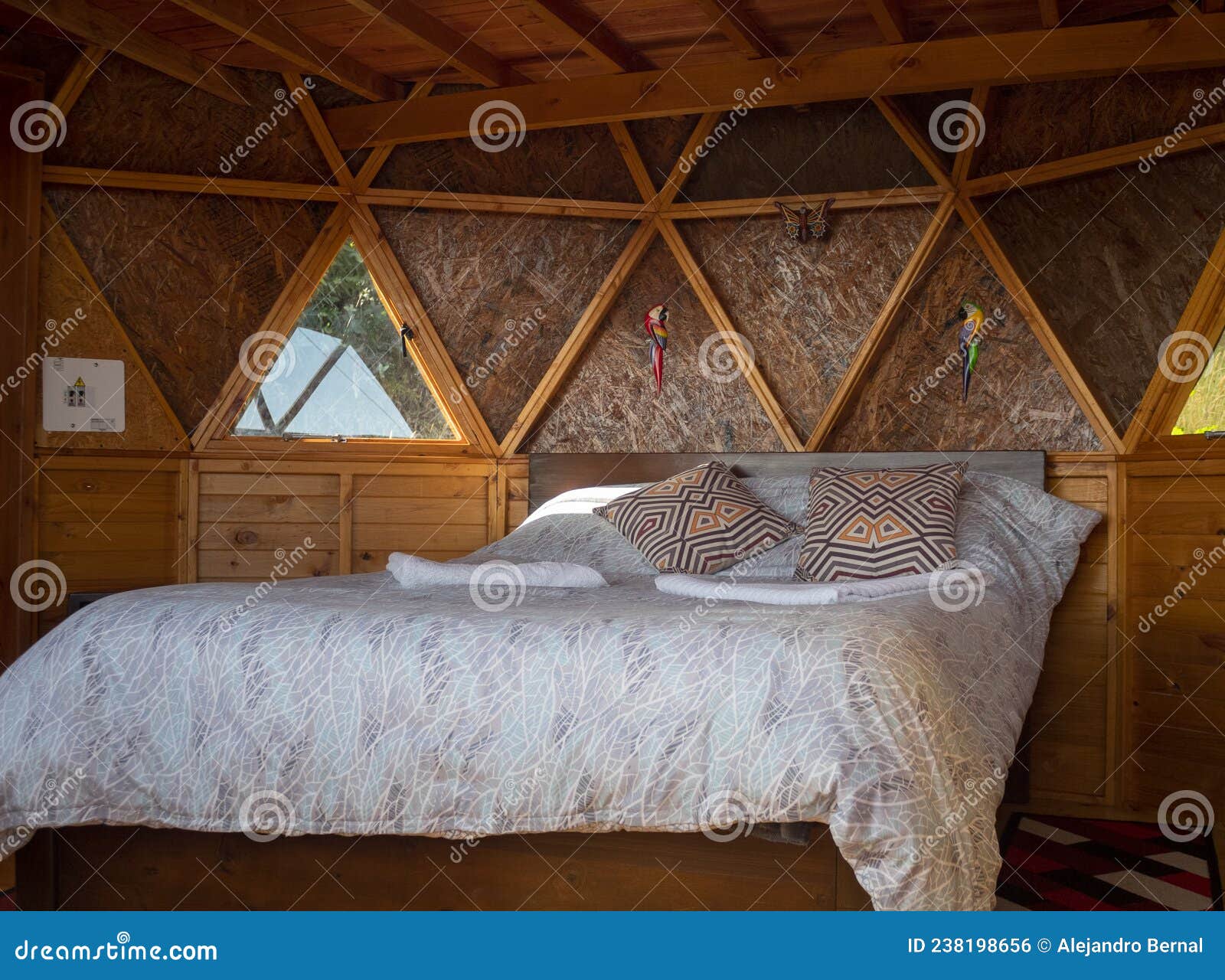 Beautiful Inside View of Wood Glamping Bed Editorial Photo - Image of ...