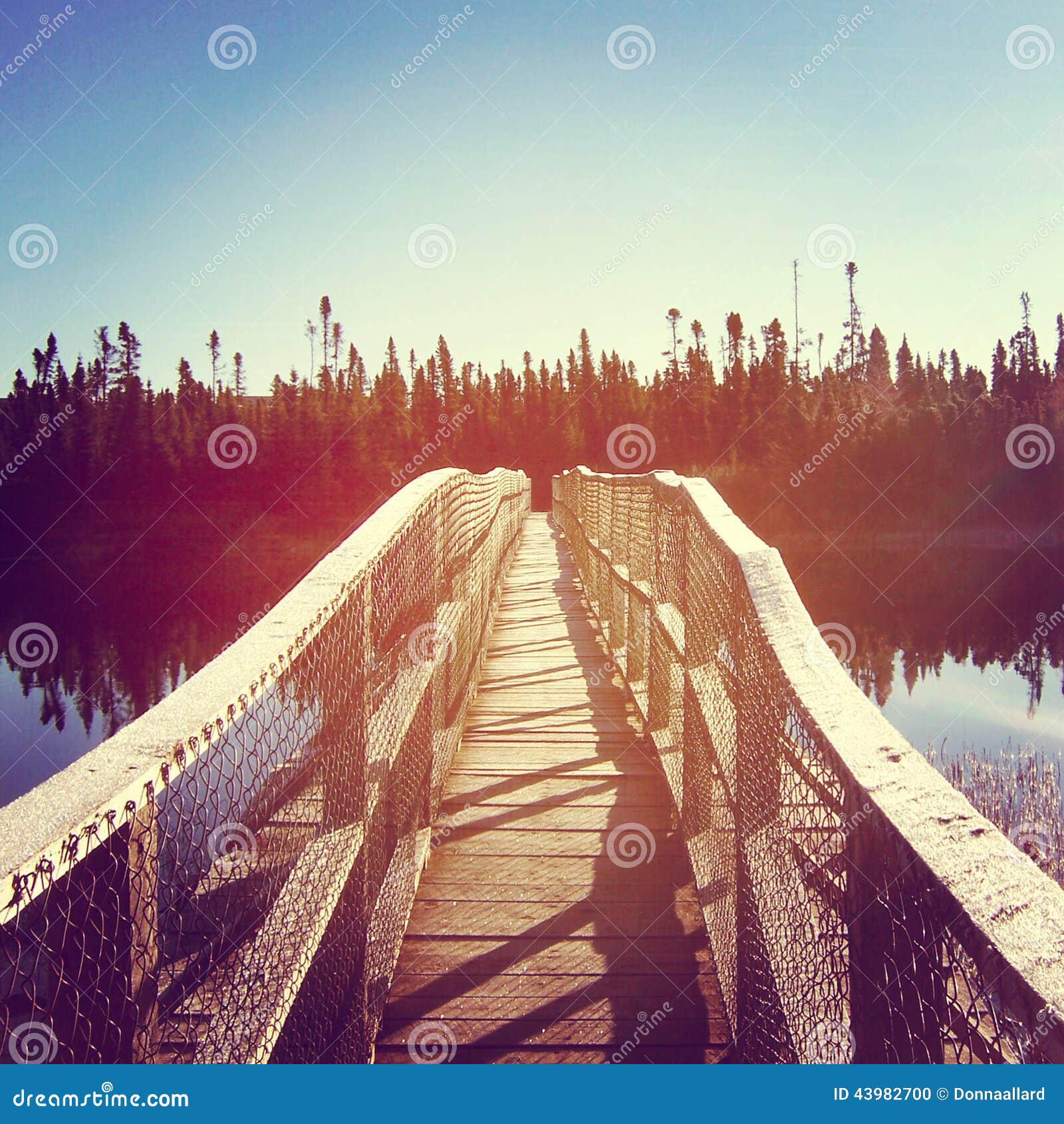 Beautiful Instagram of Bridge Over Water at Dawn with Effect Stock ...