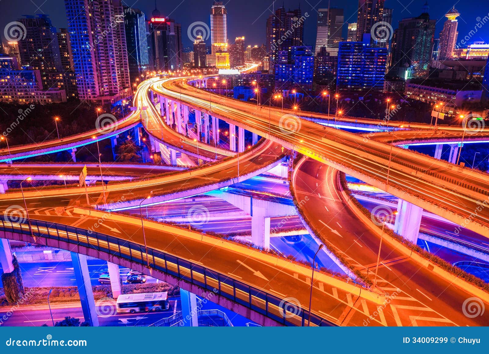 Beautiful Interchange Overpass Closeup Stock Image - Image of highway ...