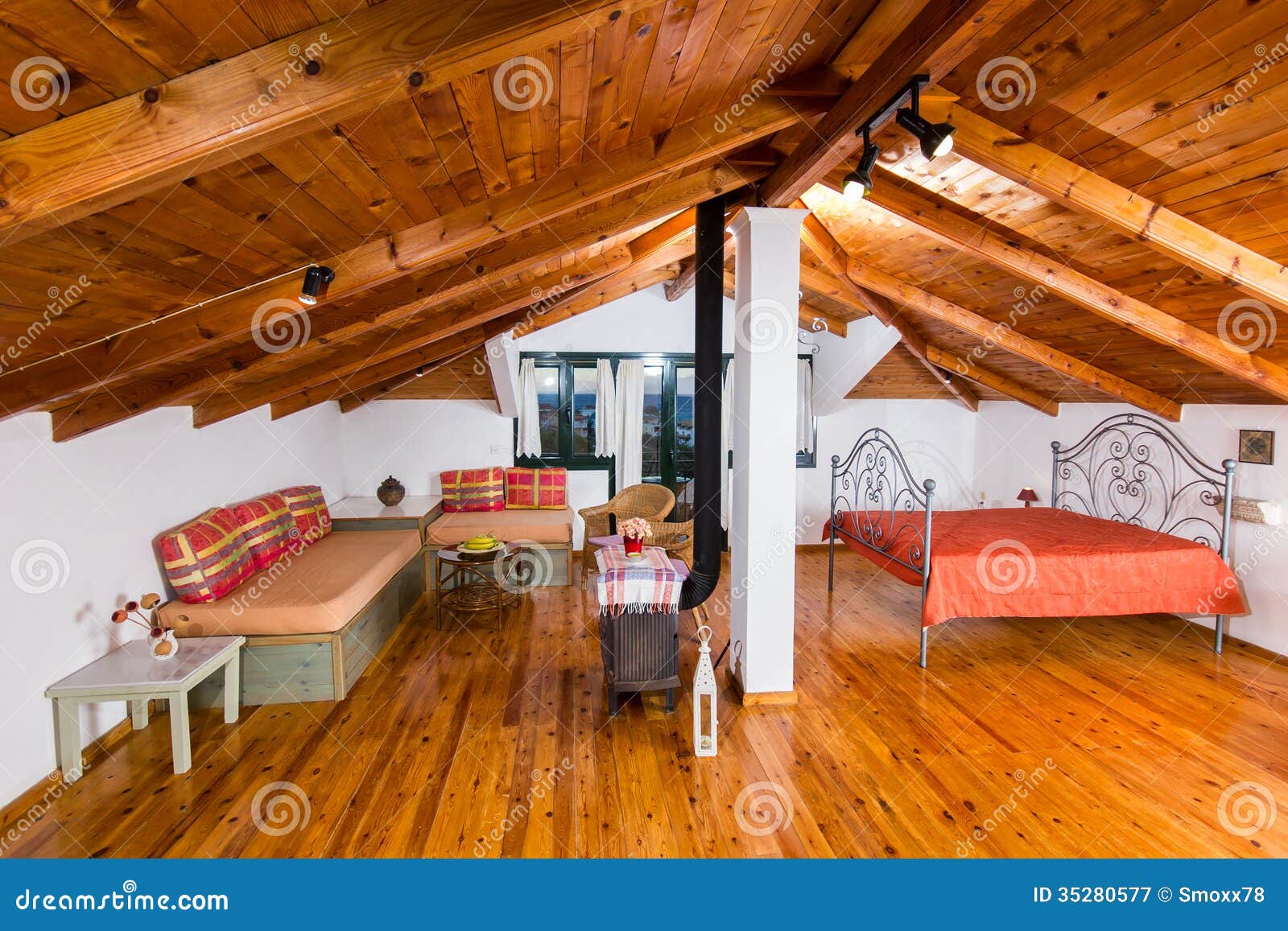 Beautiful Interior of an Attic Stock Image - Image of design ...