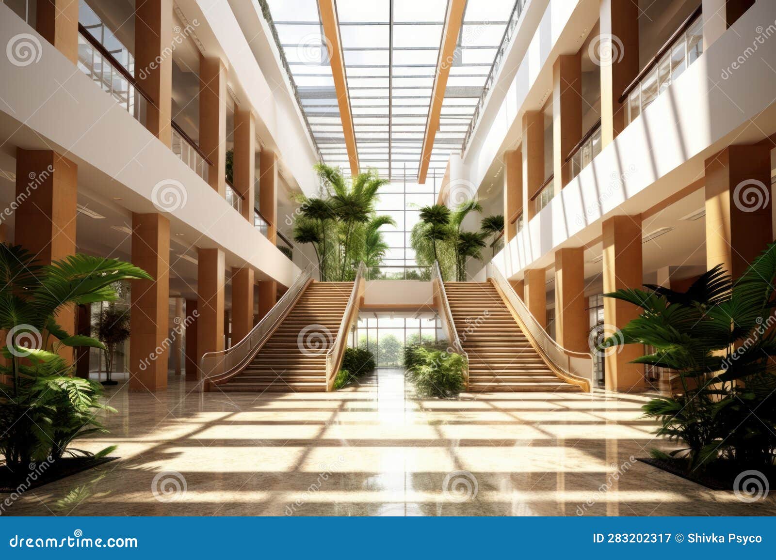 Beautiful Interior Design of Lobby Empty Mall Stock Illustration ...