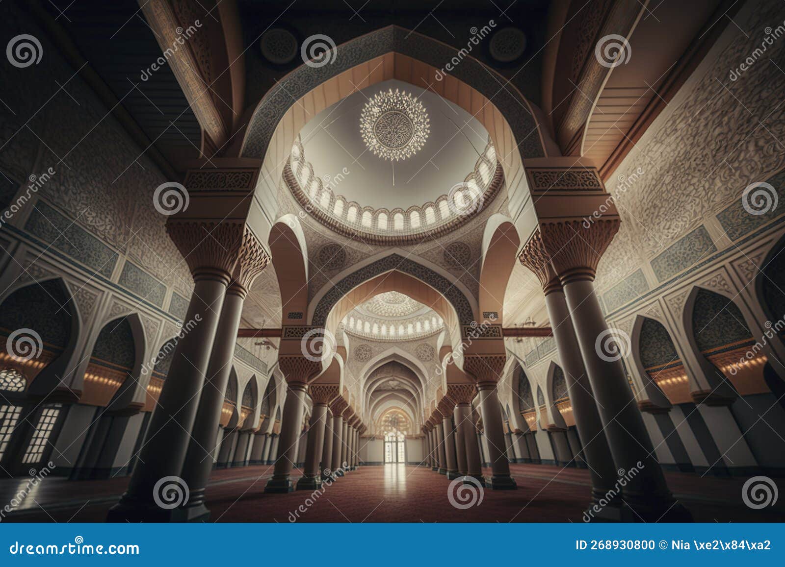 Beautiful Interior in the Landscape of the Mosque Stock Illustration ...