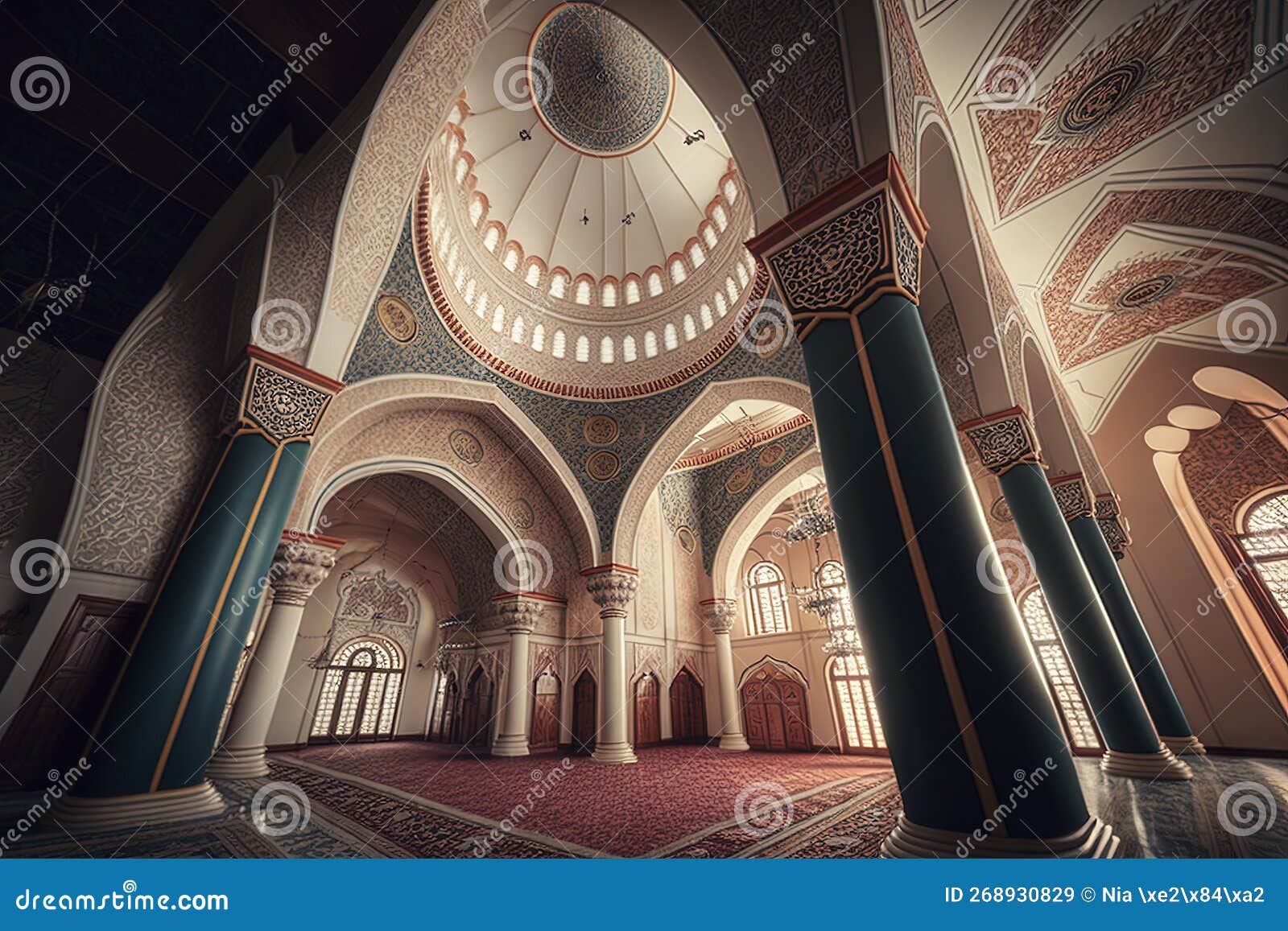 Beautiful Interior in the Landscape of the Mosque Stock Illustration ...
