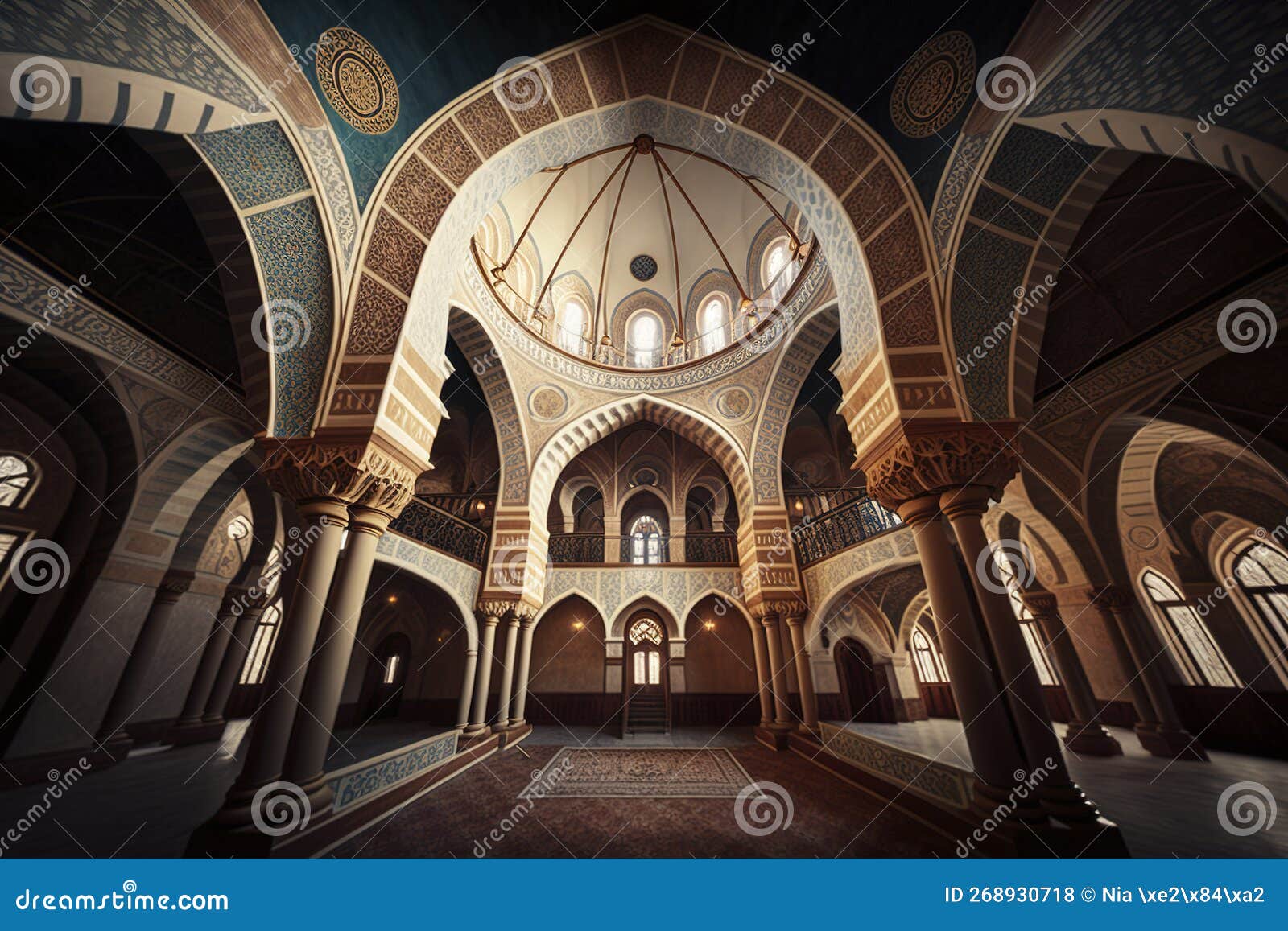 Beautiful Interior in the Landscape of the Mosque Stock Illustration ...