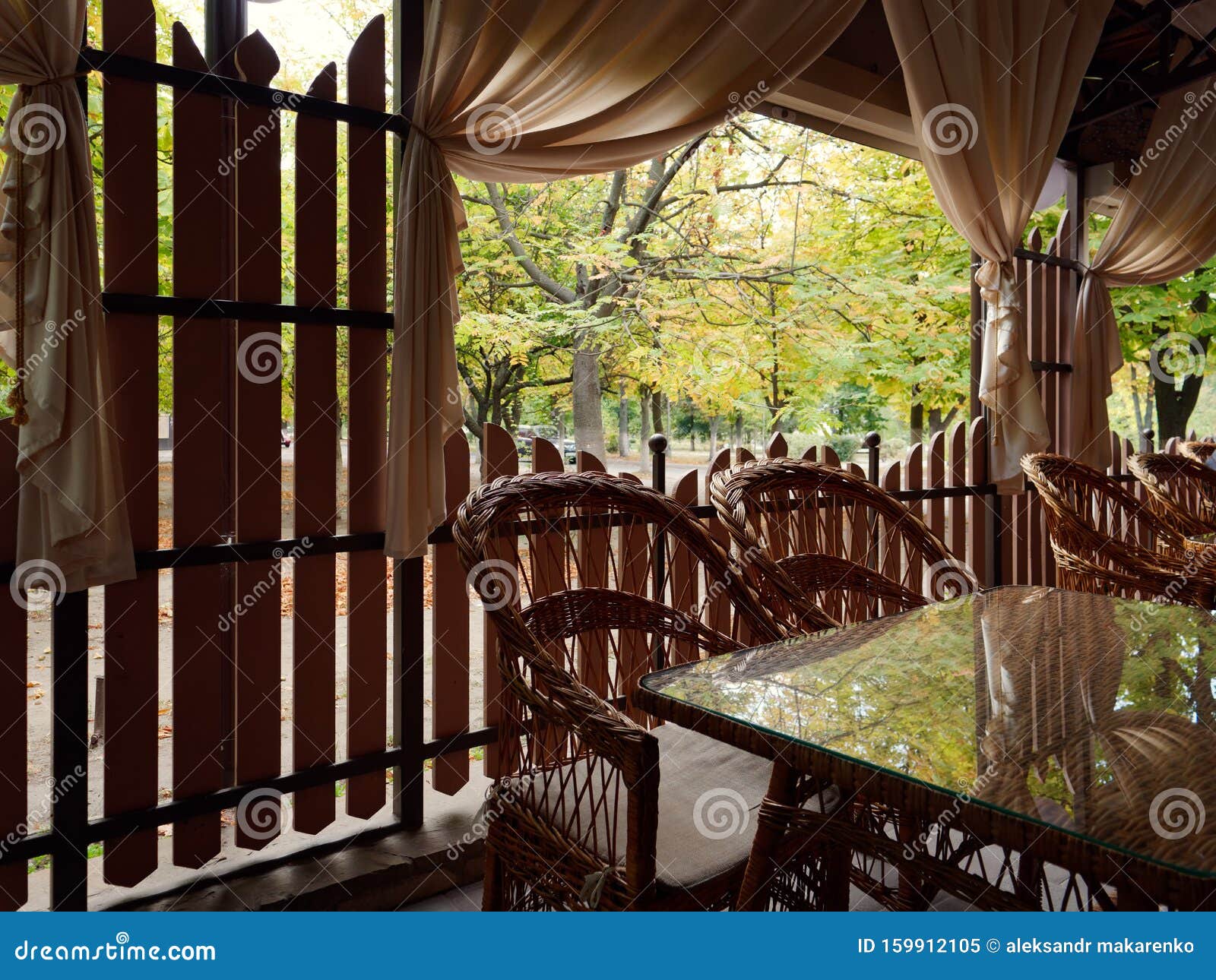Beautiful Interior of a Summer Cafe in Autumn Stock Image - Image of ...