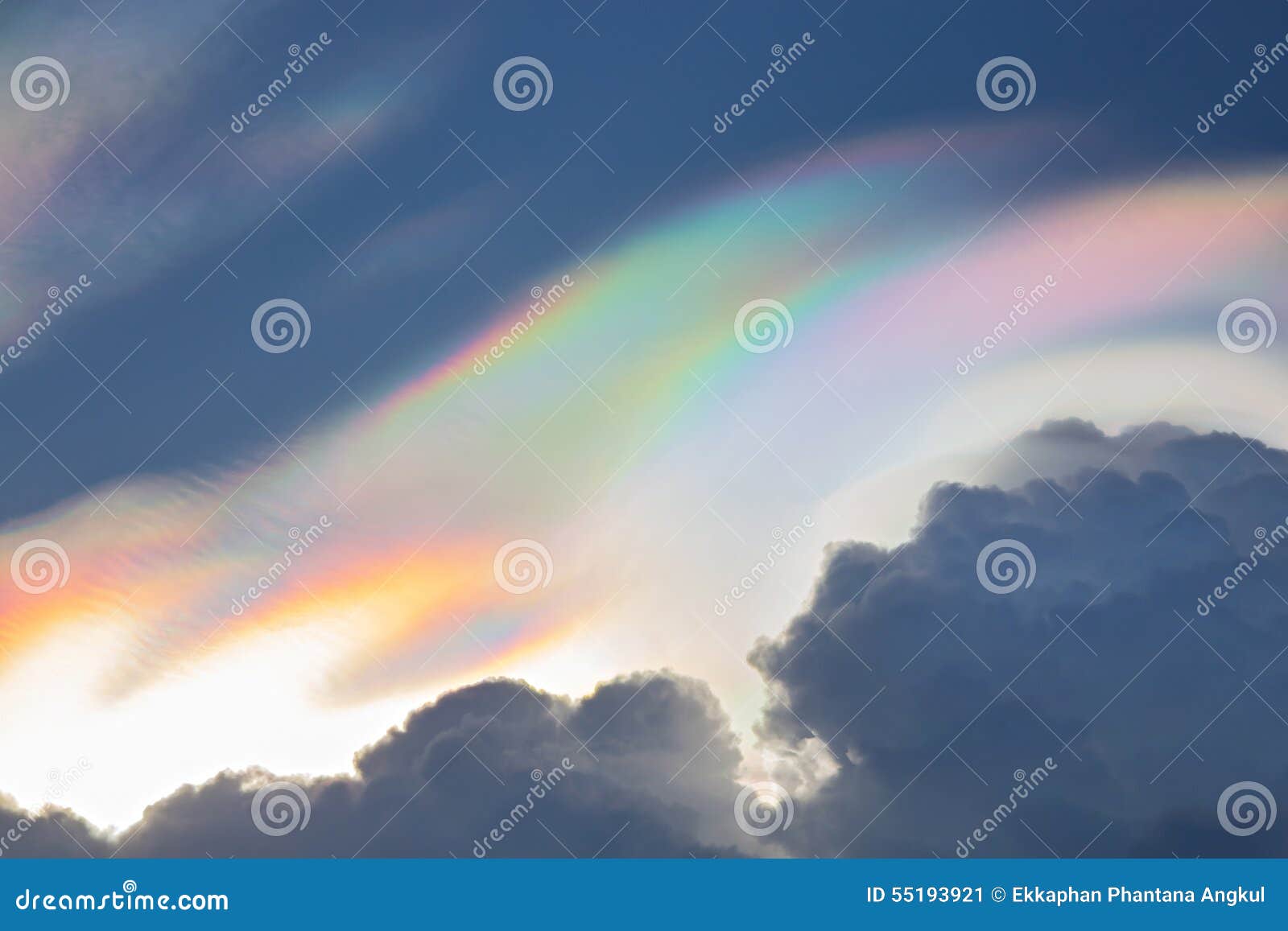 Beautiful Iridescent Pileus Cloud In The Evening.Rainbow Cloud ...